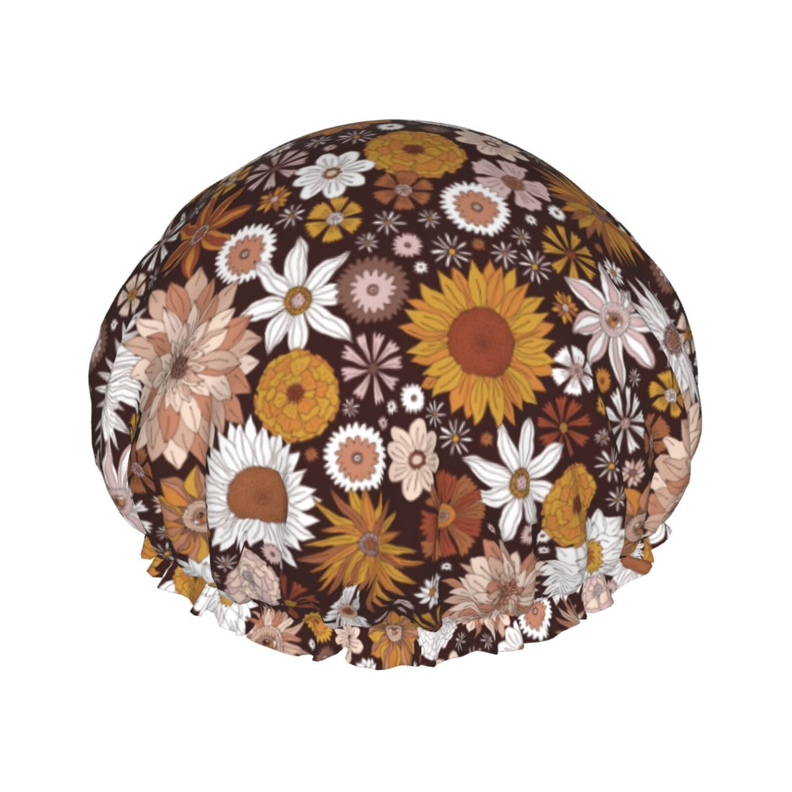 Sunflowers Eye Shower Cap, Reusable Bath Hair Hat for all Hair Lengths ...