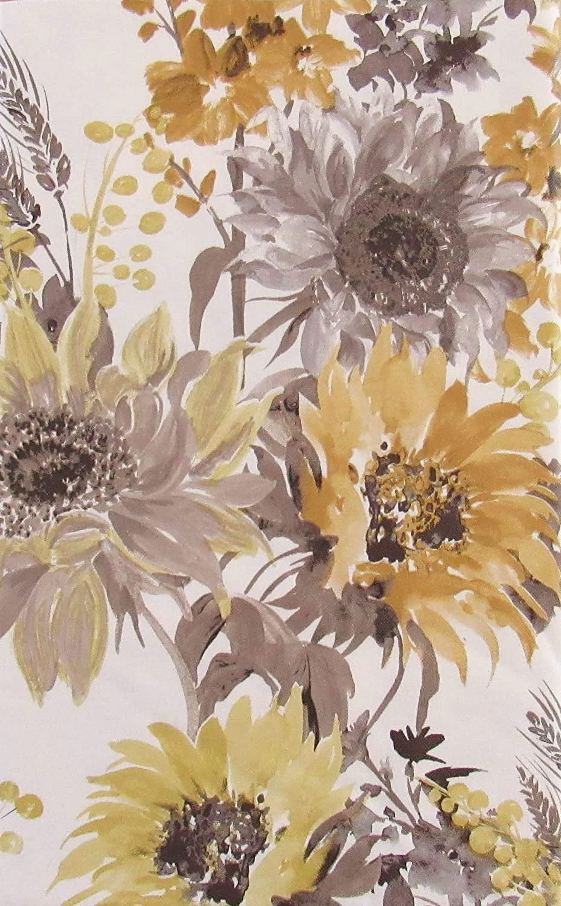 Sunflowers Floral - Light and Shadow Vinyl Flannel Back Tablecloth (52 ...