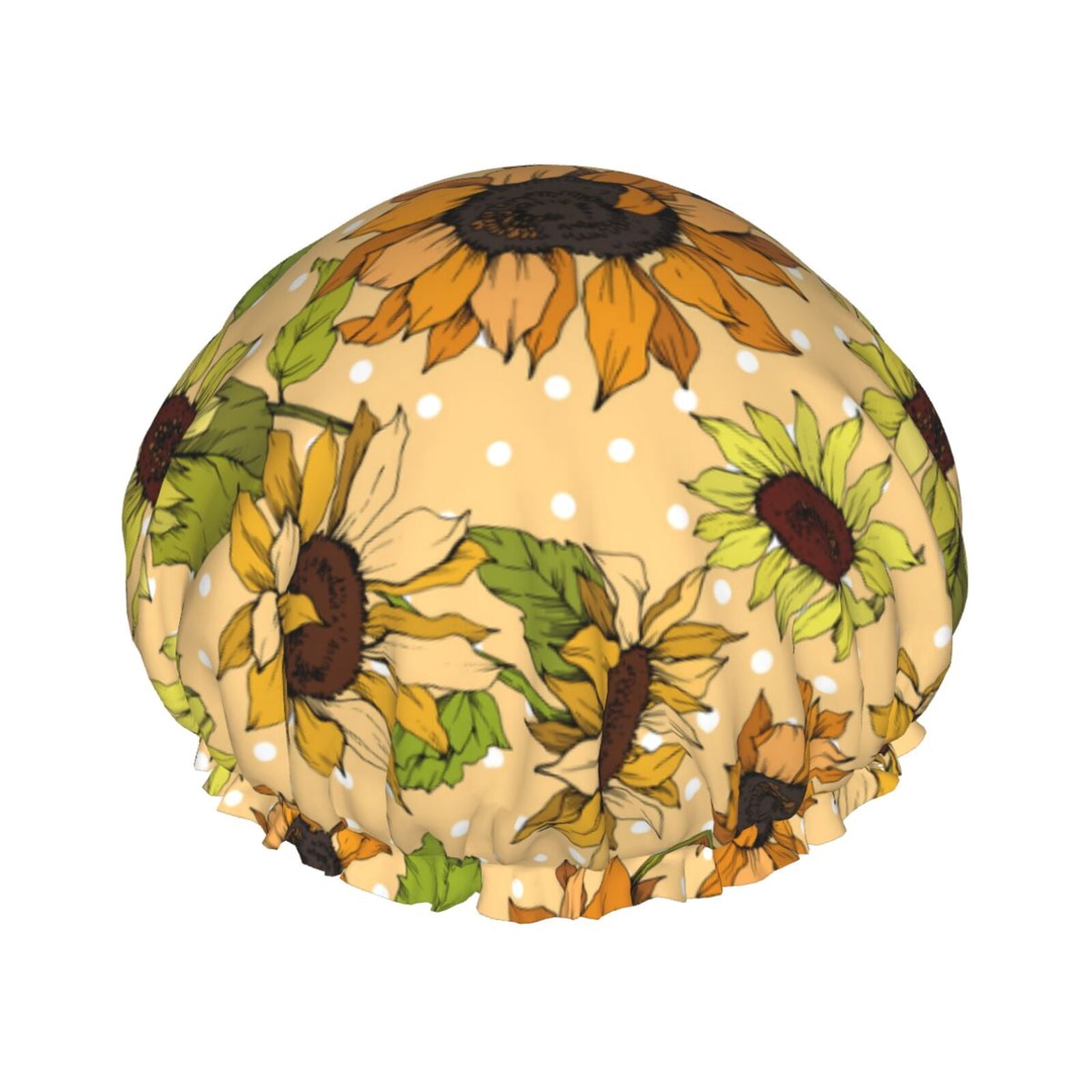 Sunflowers Green Yellow Shower Cap, Reusable Bath Hair Hat for all Hair ...
