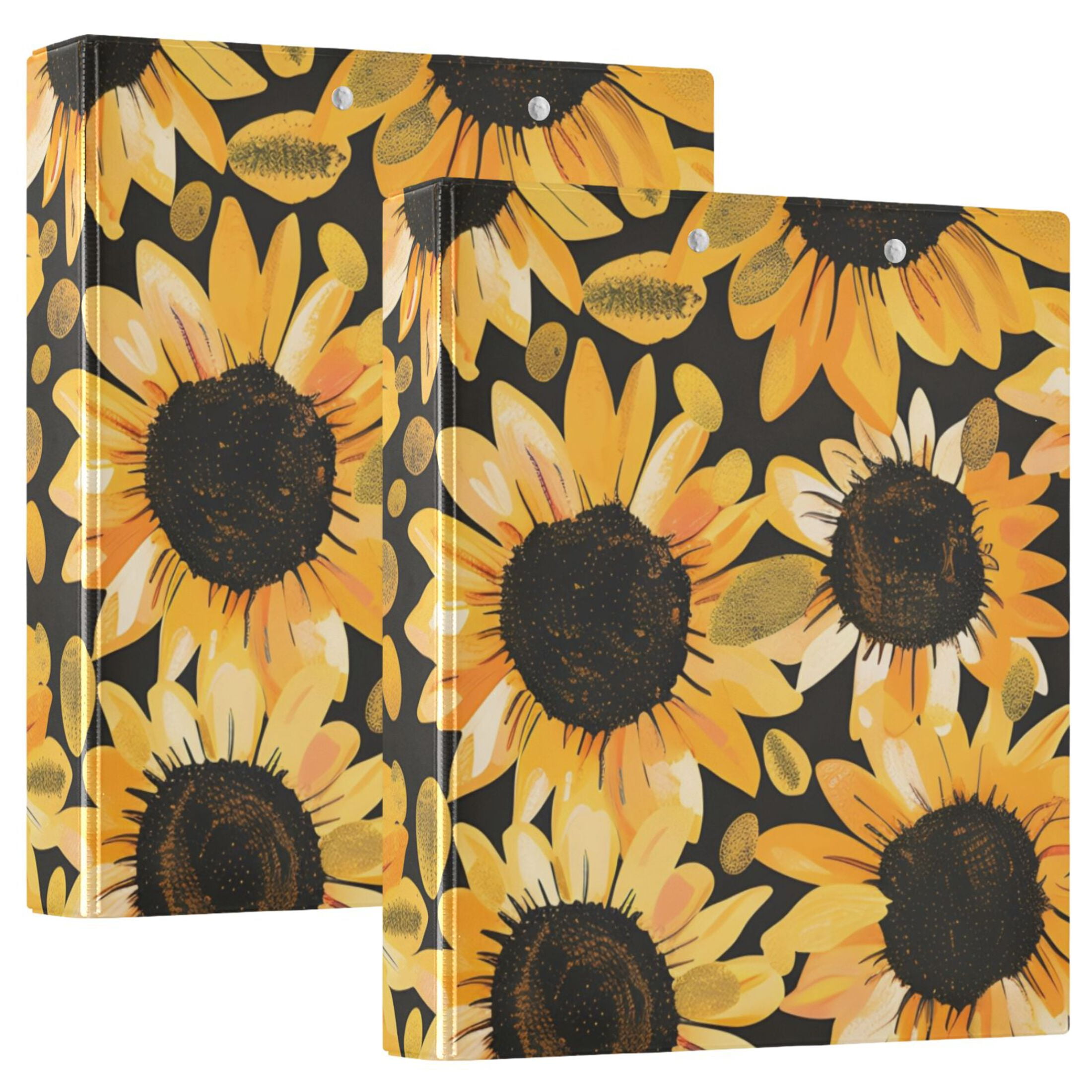 Sunflowers Hardcover 3 Ring Binder 1.5 inch Round Rings with Interior ...