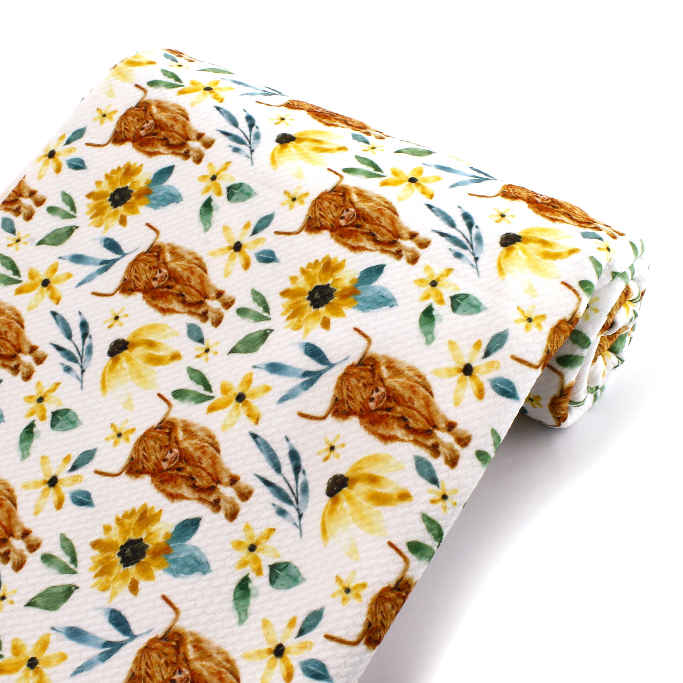 Sunflowers Highlander Cow Bullet Fabric 6" Strip - Walmart.com