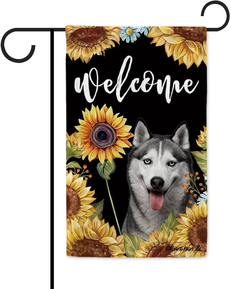 Sunflowers Husky Garden Flag Dog Floral Spring Summer Decor Flag for ...