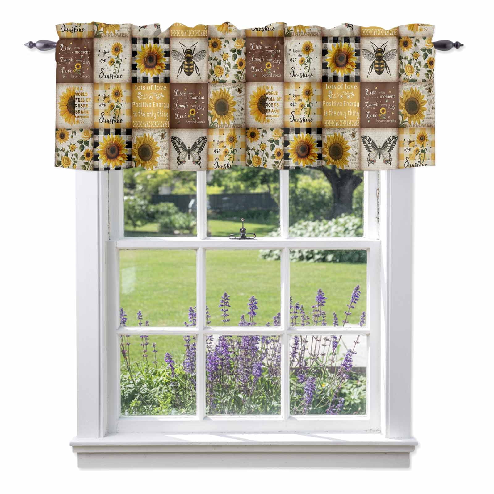 Sunflowers Kitchen Curtain Valances for Windows Farmhouse Short ...