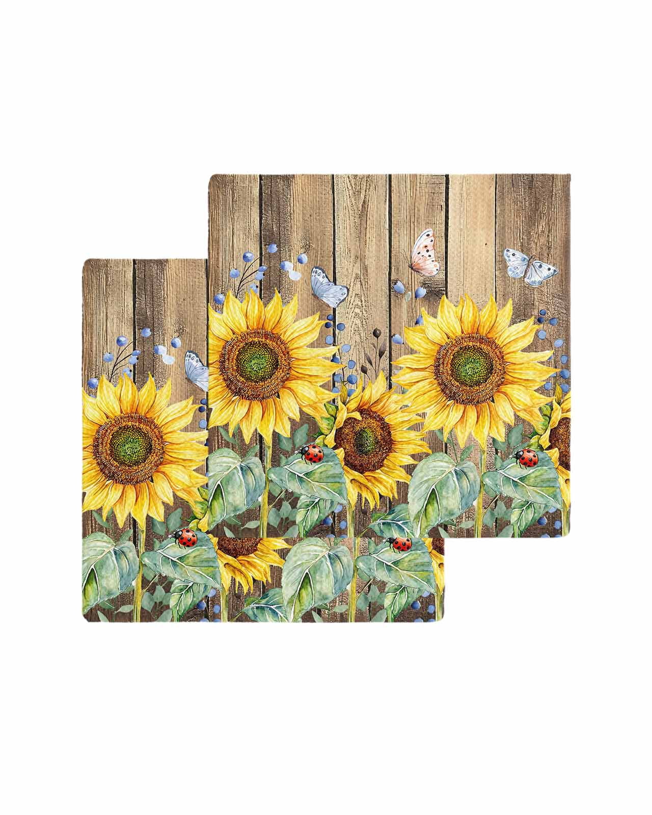 Sunflowers Kitchen Dish Towels for Drying Dishes Set of 2, Botanical ...