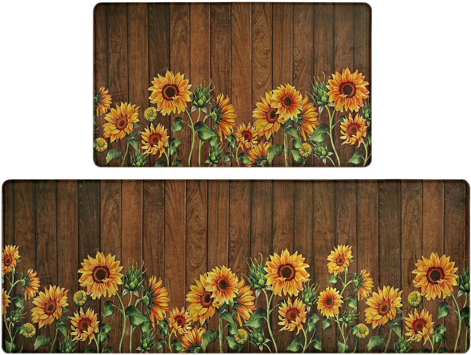 Sunflowers Kitchen Rugs Set of 2 Anti Fatigue Kitchen Mats for Floor ...