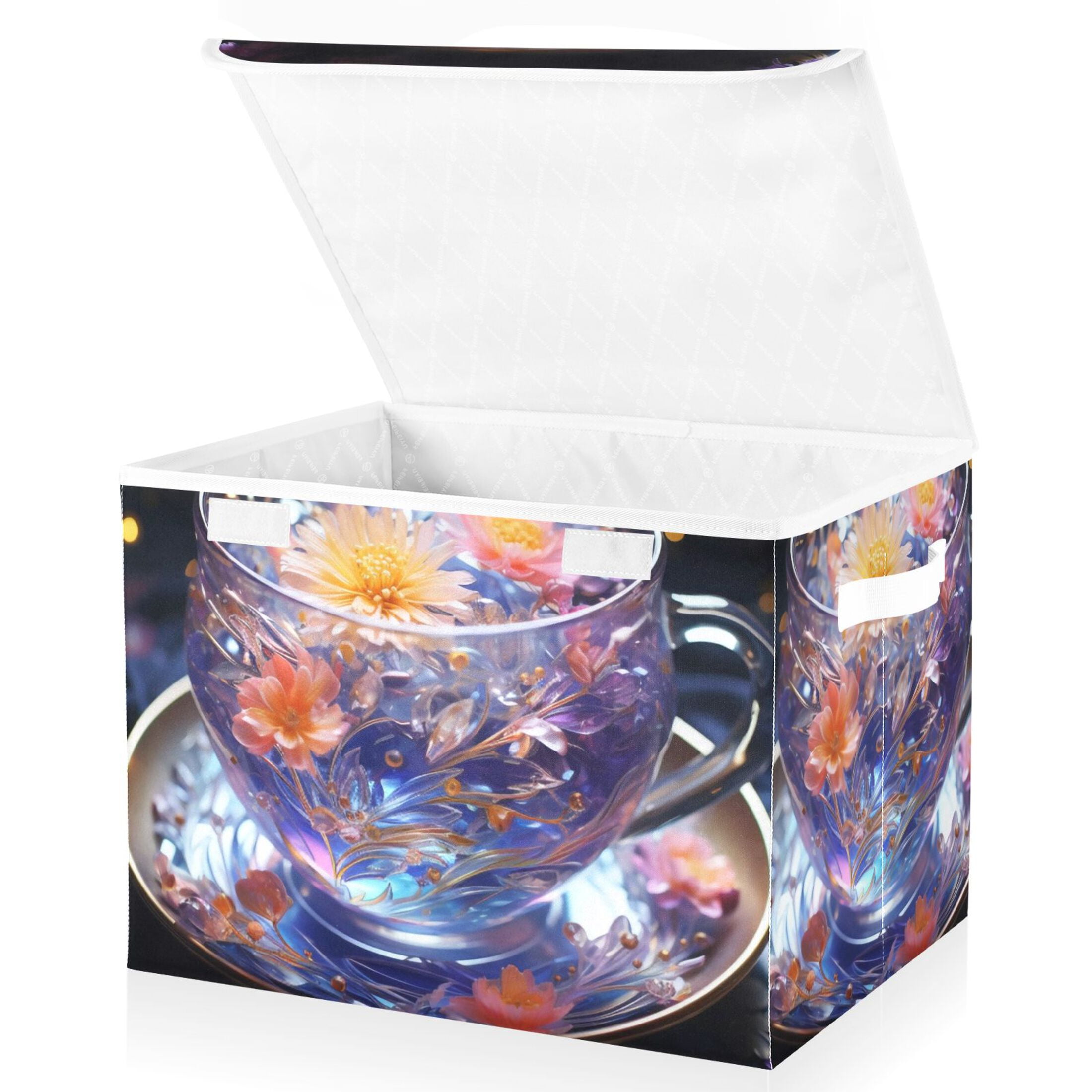 Sunflowers Large Lidded Bin Foldable Storage Baskets Boxes Cubes Lids ...