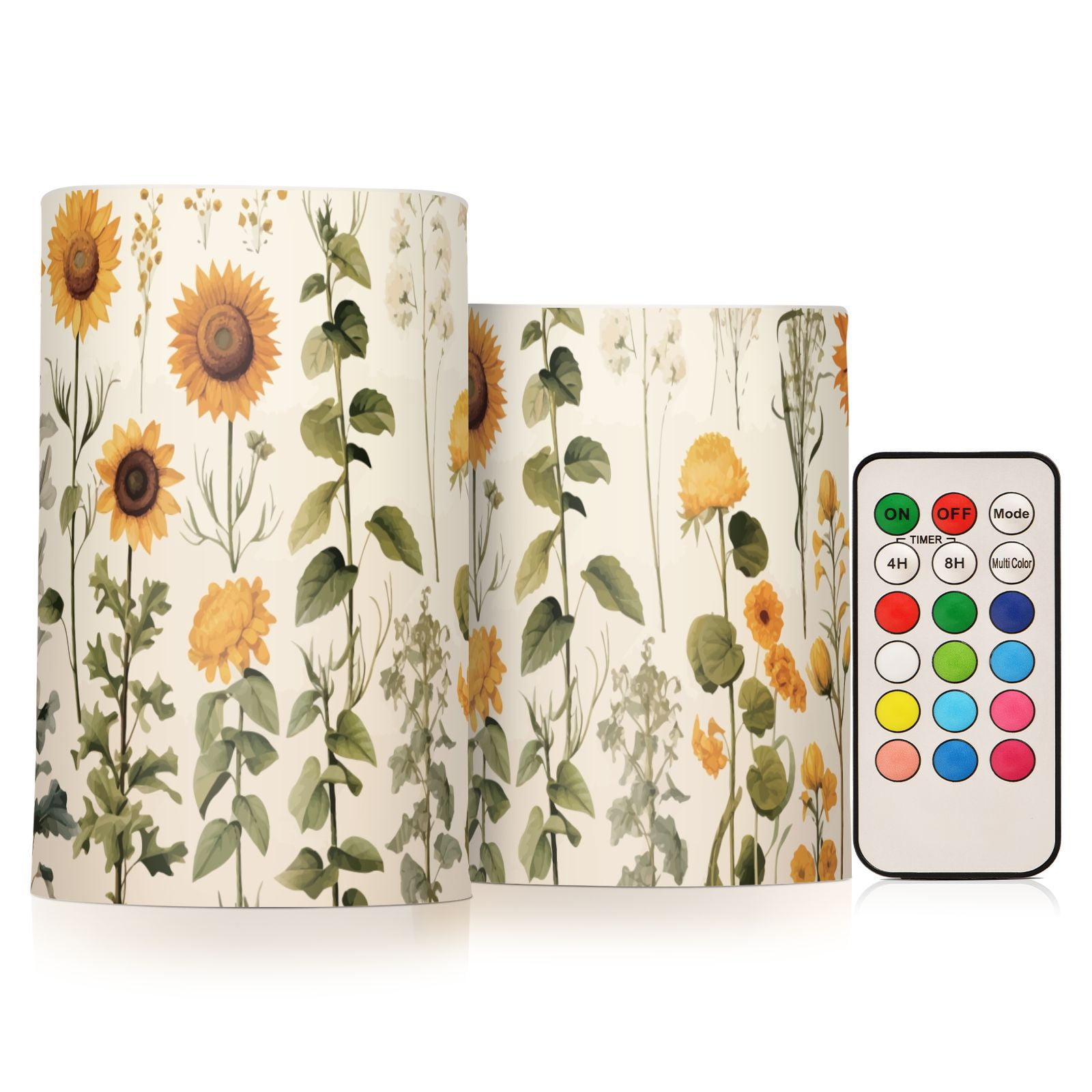 Sunflowers with Leaves 2 PCS LED Flickering Flameless Candles with ...