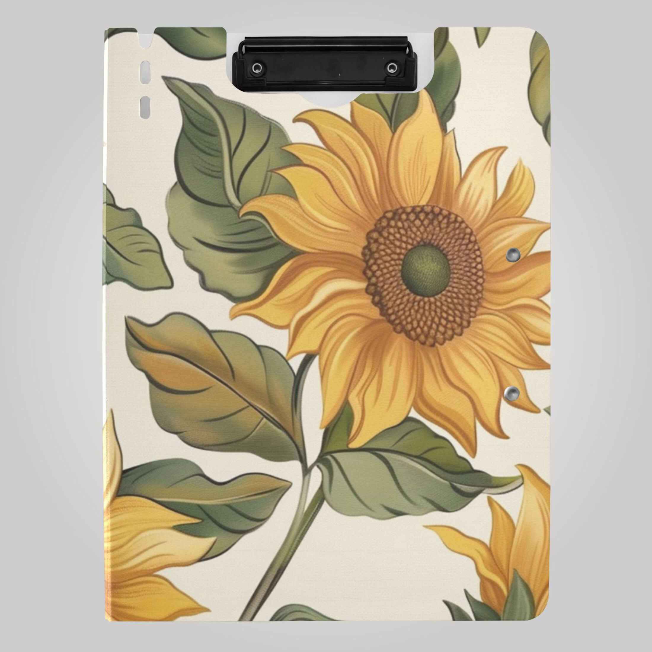 Sunflowers Leaves Foldable Binder Folder Clipboard with Pen Slot Double ...