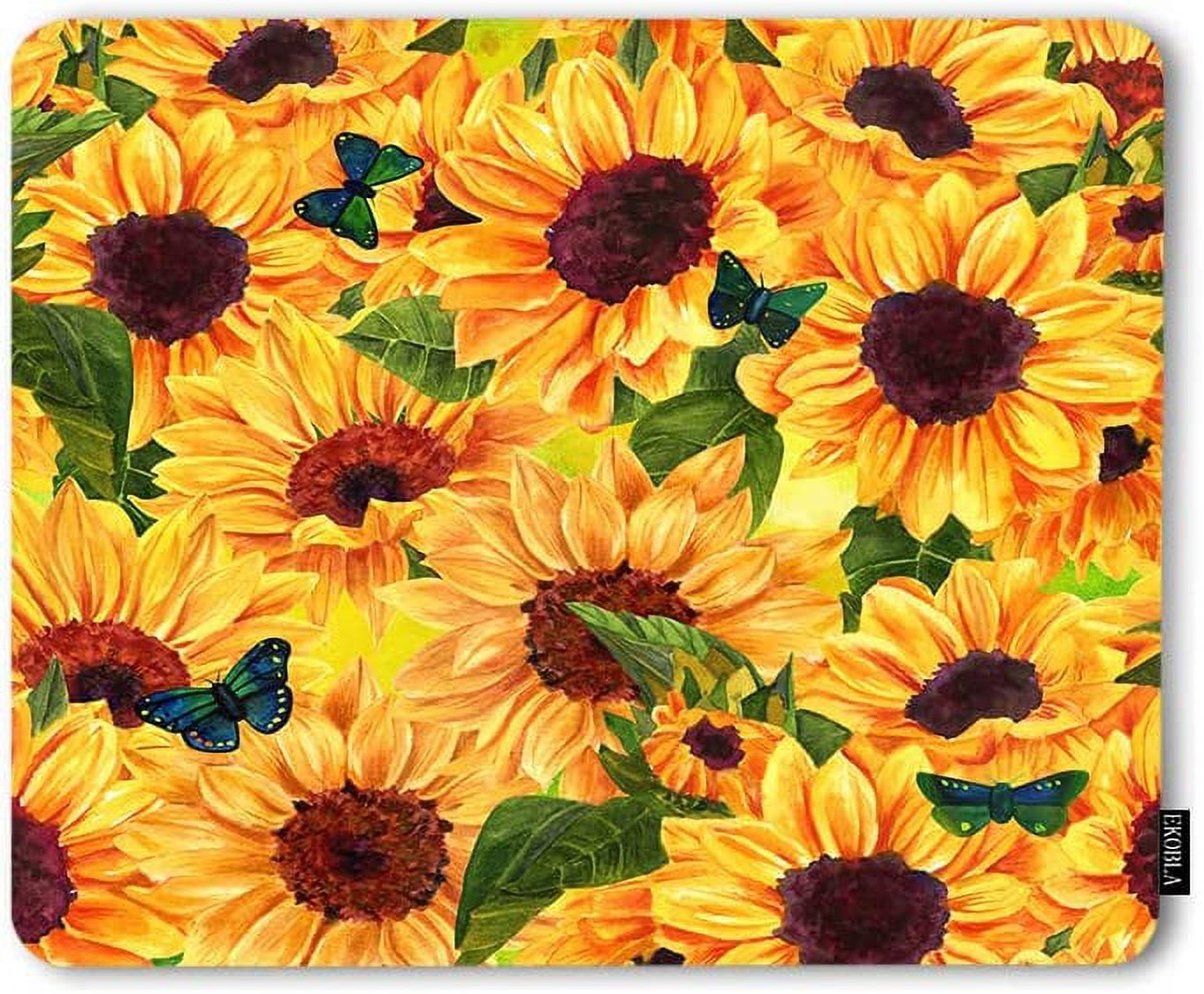 Sunflowers Mouse Pad Leaves Plants Flowers Spring Blossom 9.5x7.9 Inch ...
