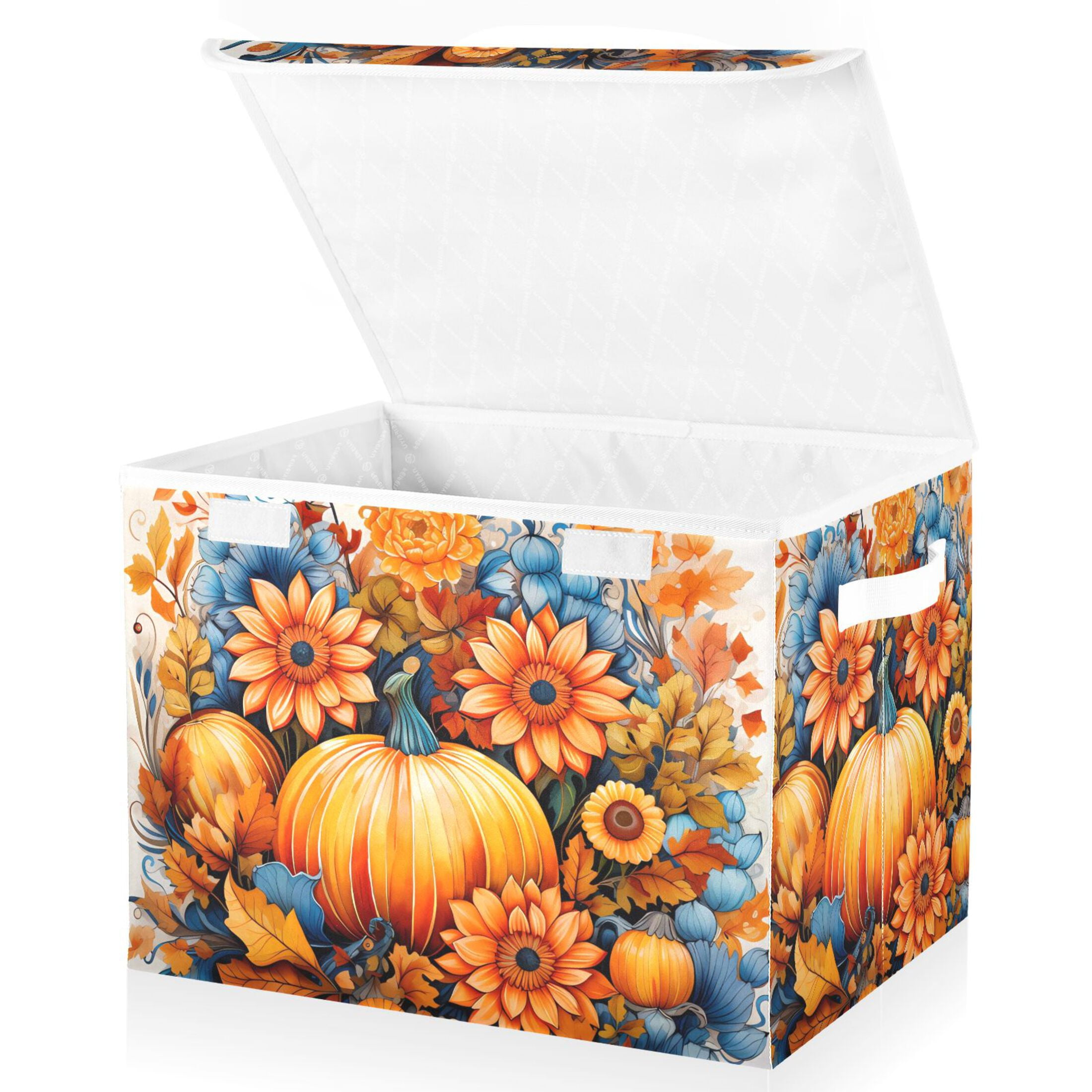 Sunflowers and Pumpkings Halloween Large Lidded Bin Foldable Storage ...
