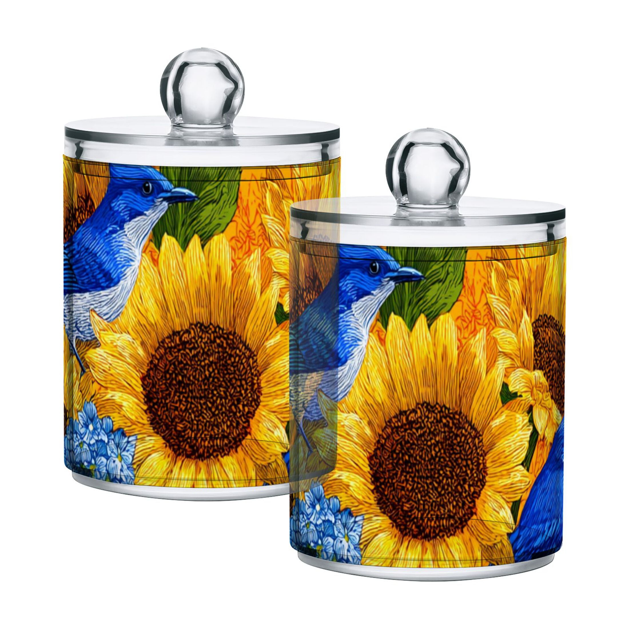 Sunflowers Pumpkins Blue Birds Fall Translucent Plastic Cans Storage ...