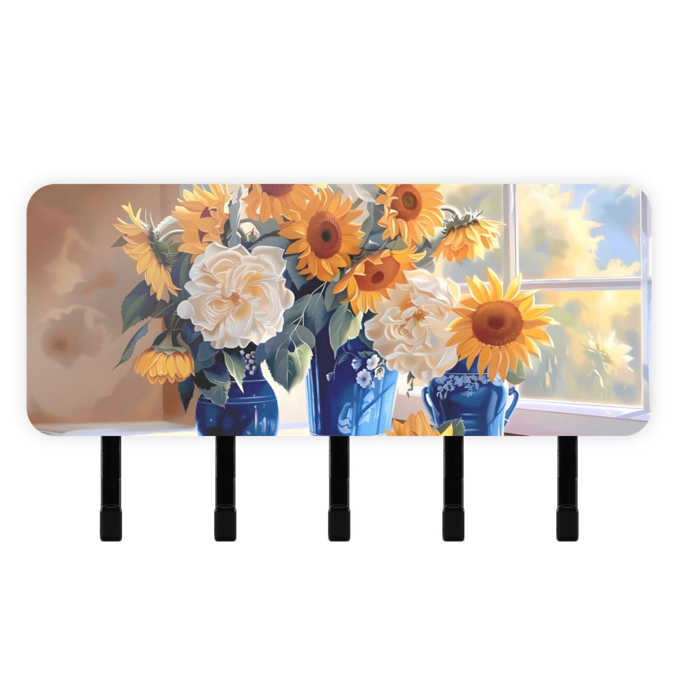 Sunflowers Roses in Vases Key Holder for Wall Mail Holder Organizer ...