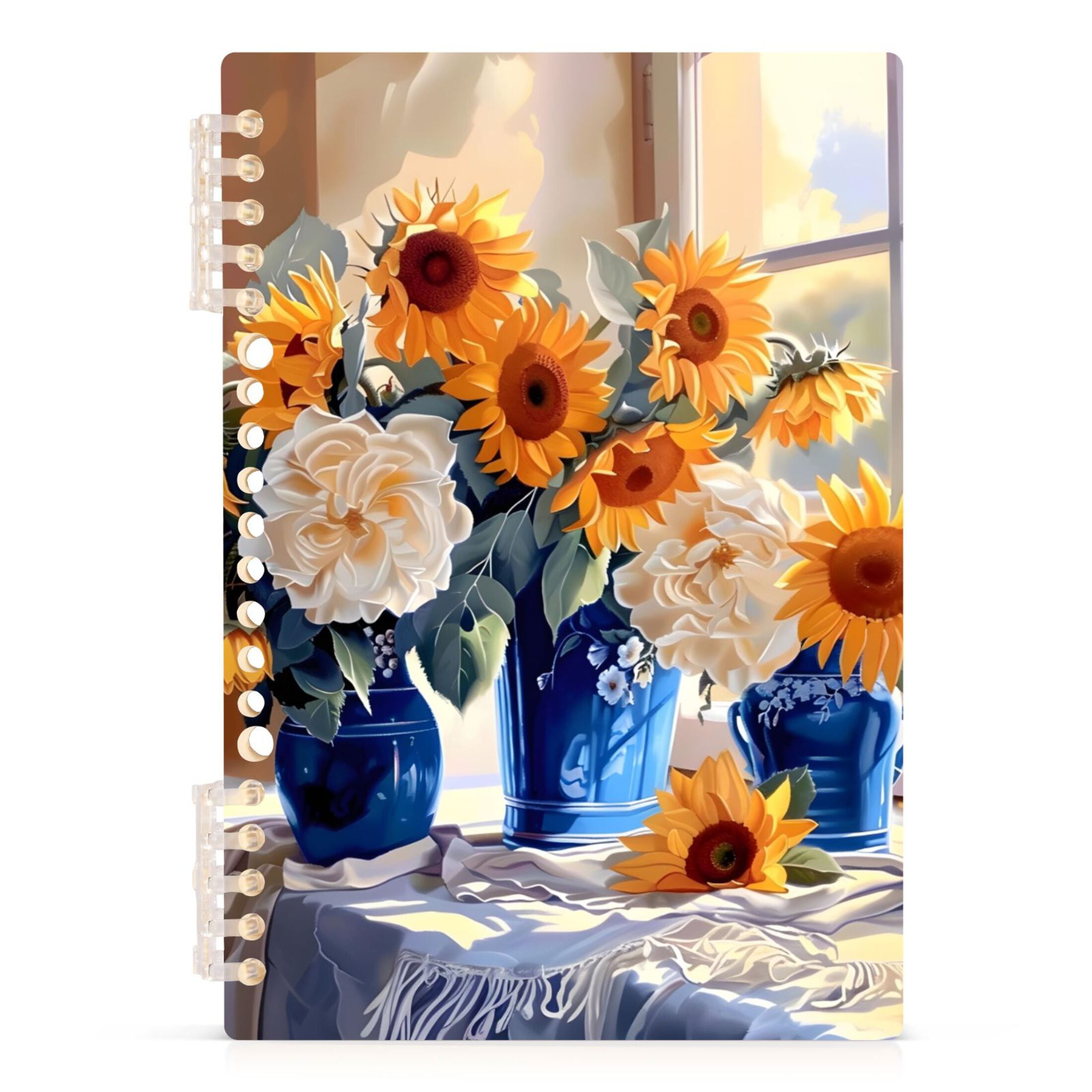 Ckdifva Sunflowers Roses in Vases A5 Ring Binder Notebook Journey Note ...