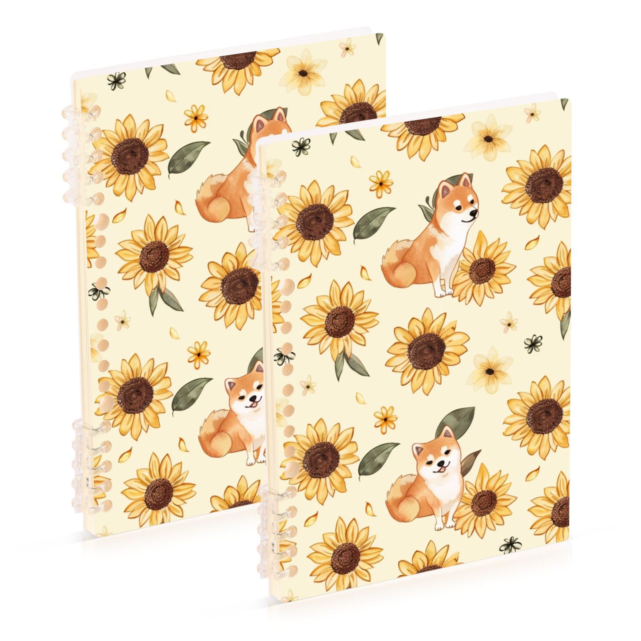 Sunflowers Shiba Inu Dogs Ring Binder Notebook Journey Note Diary ...