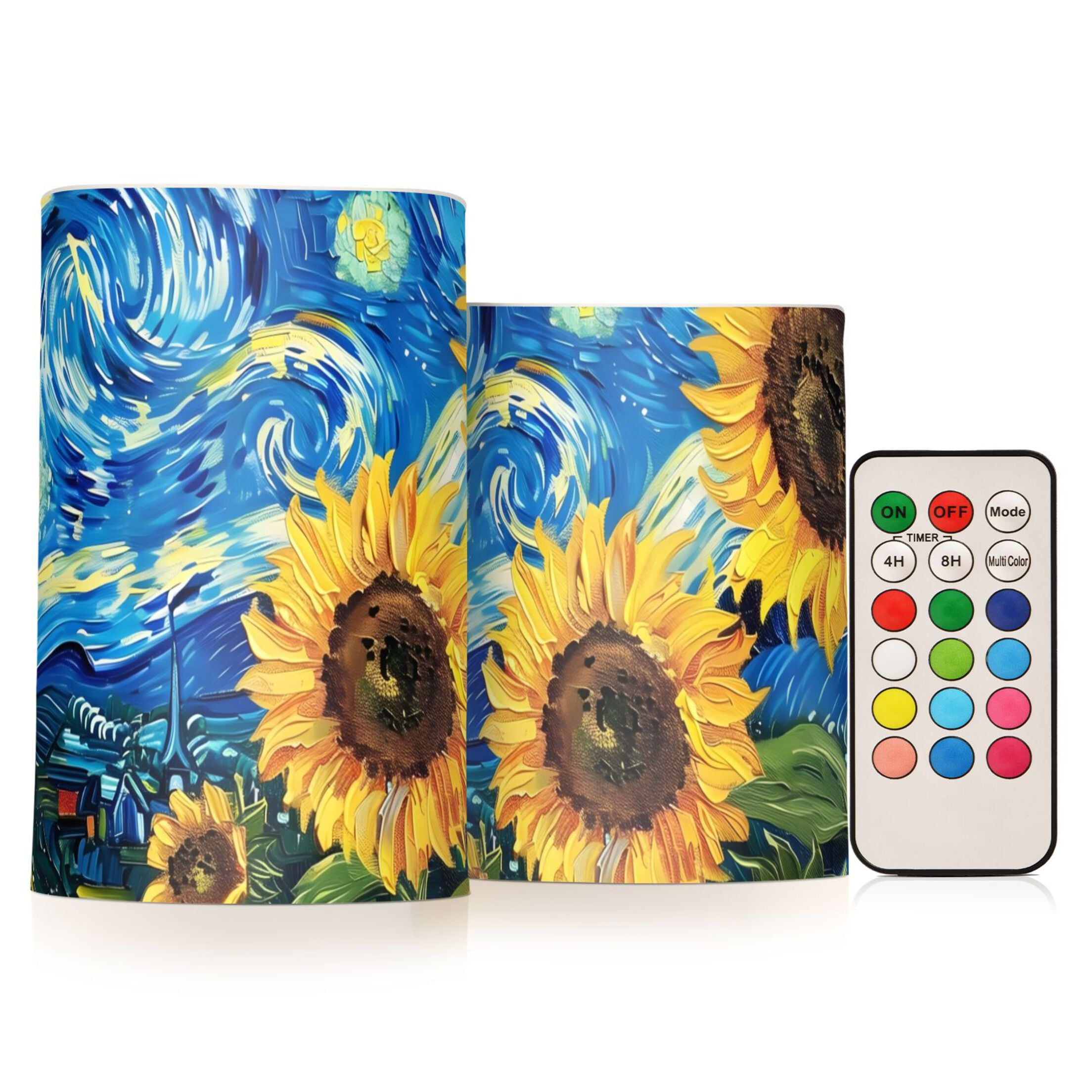 Sunflowers Starry Sky Flameless Candles LED Lights Battery Operated ...
