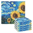Sunflowers Starry Sky Kitchen Towels 6 Pcs Dish Towels Absorbent Soft ...
