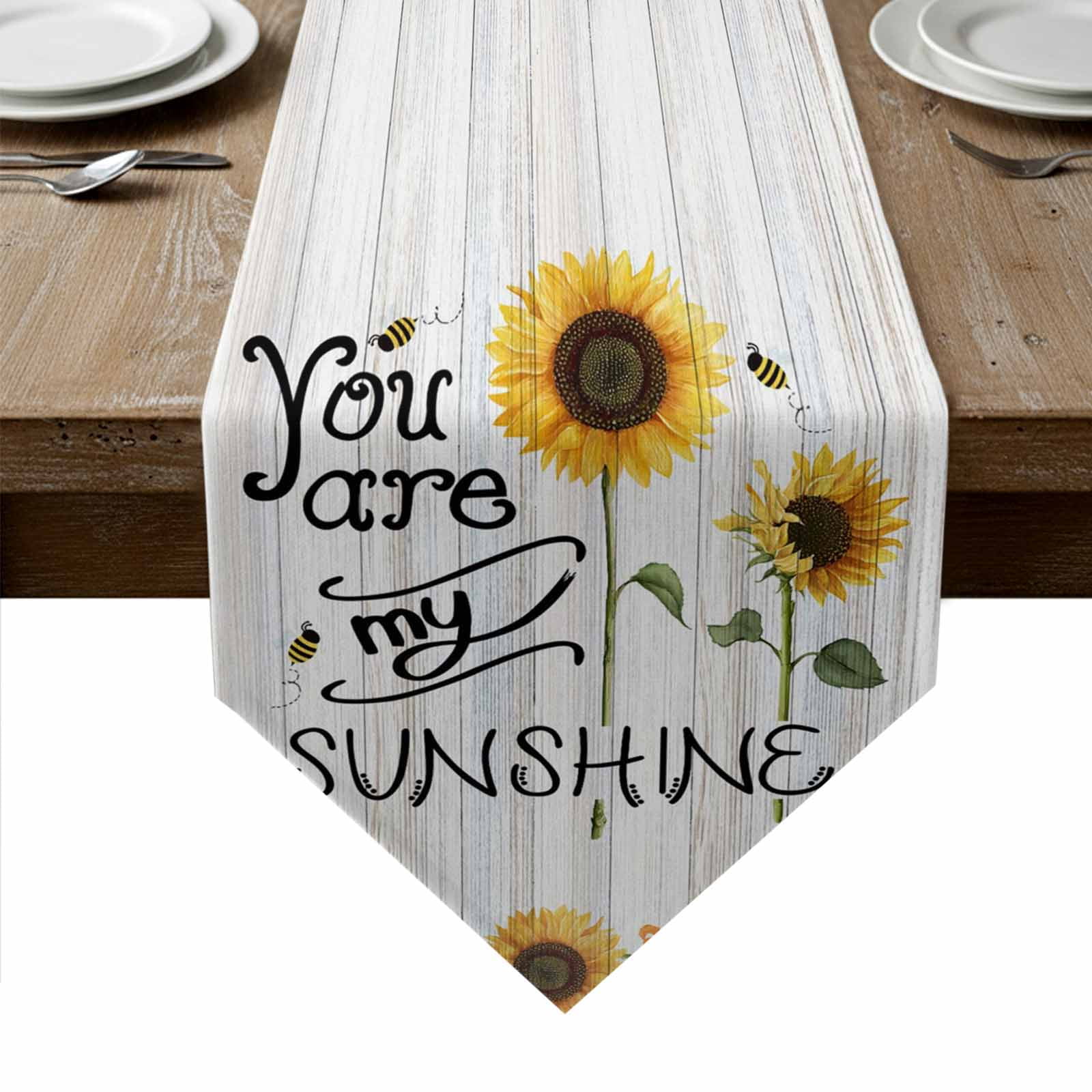 Sunflowers Table Runner Linen Burlap Table Runner 72 Inches Long ...