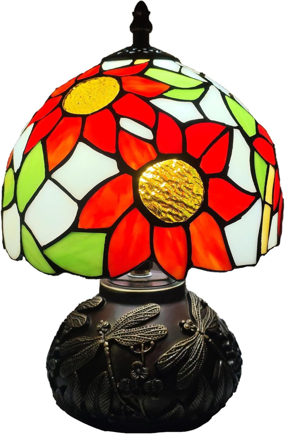 Sunflowers Tiffany Lamp 3-Way Stained Glass Style Bedside Reading Table ...