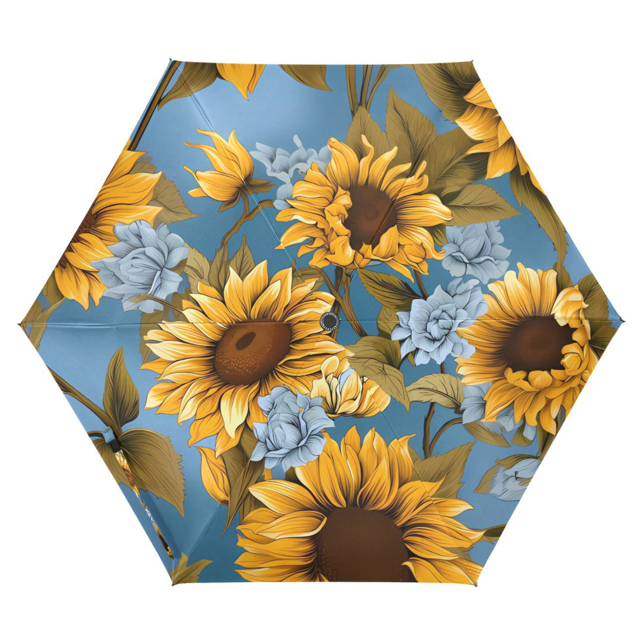 Sunflowers UPF 50+ Compact Folding Umbrella for Rain Windproof Travel ...