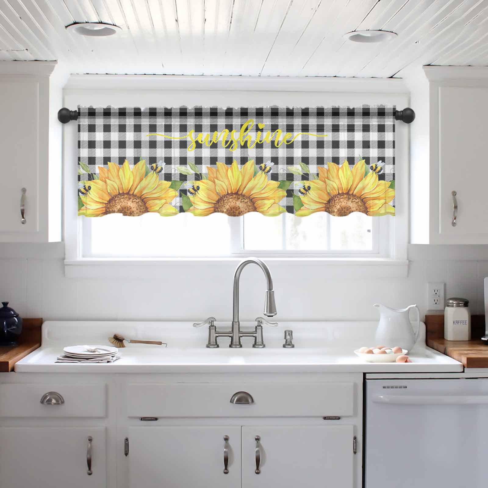Sunflowers Valance Curtains for Kitchen/Living Room/Bathroom/Bedroom ...