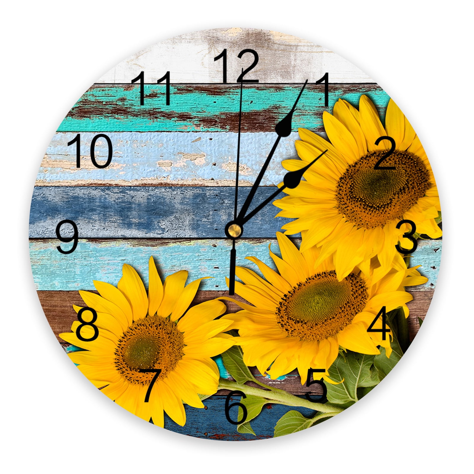 Sunflowers Vintage Newspaper Silent Wall Clock Kitchen Living Room ...