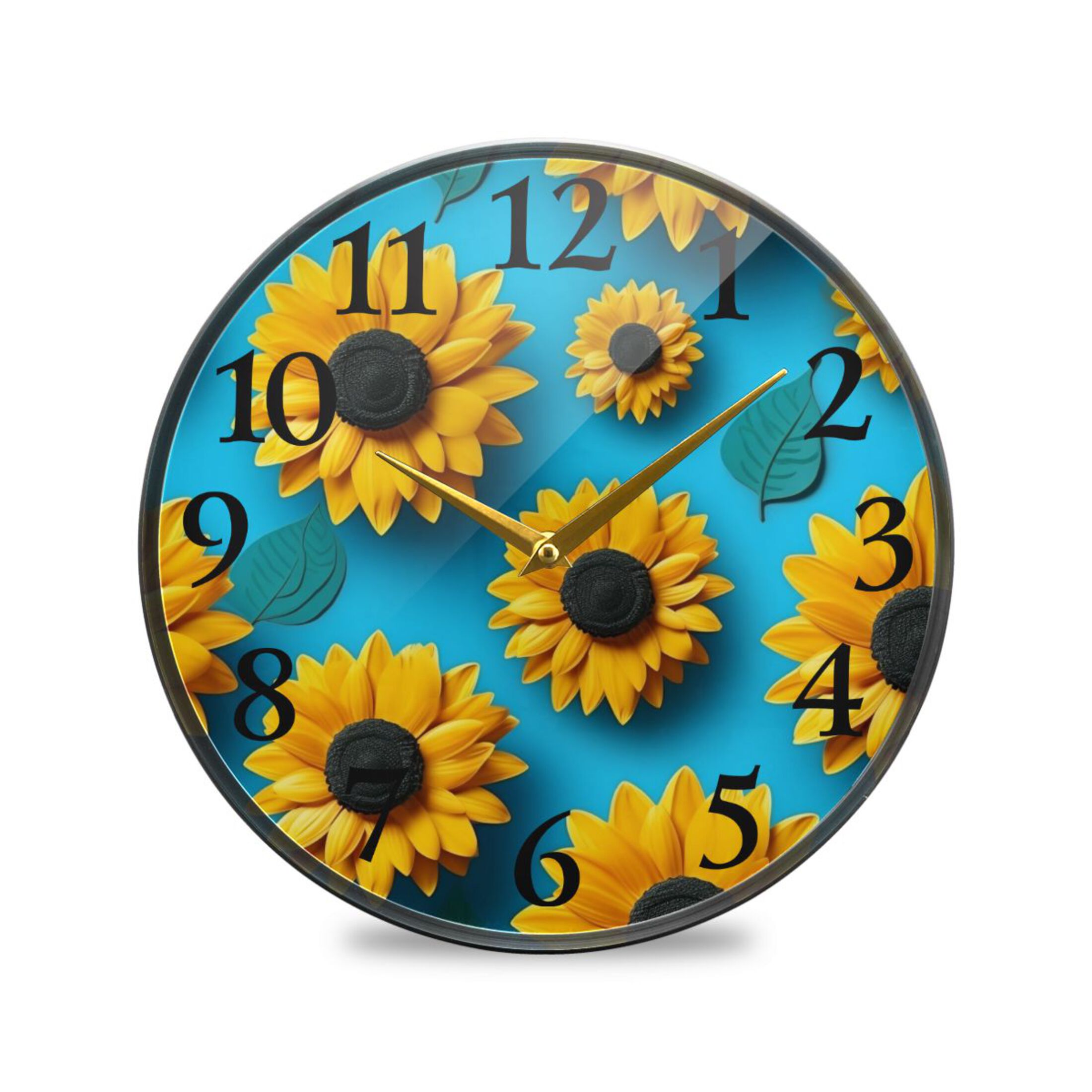 Sunflowers Wall Clocks Battery Operated 11.9 Inch Round Clock Acrylic ...