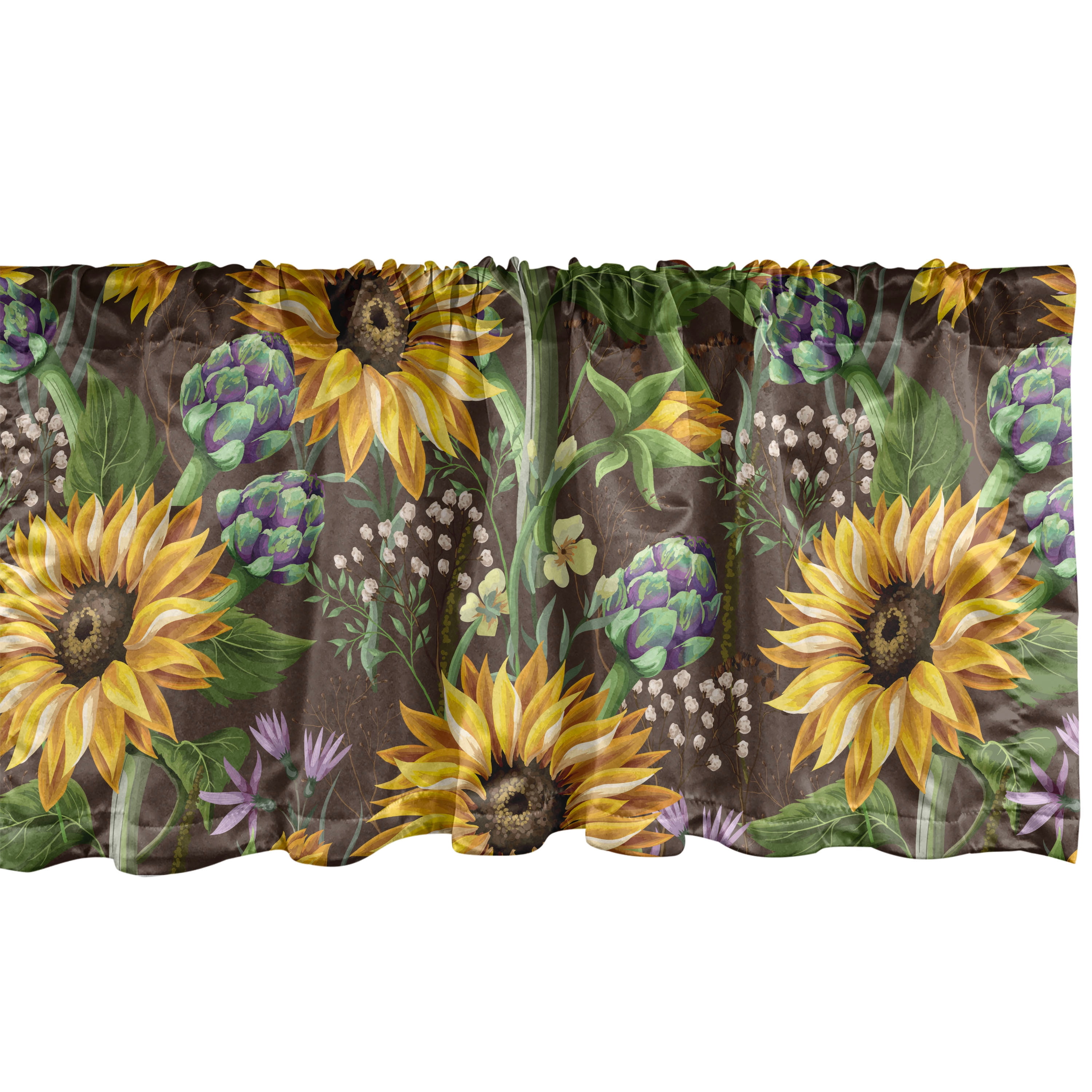 Sunflowers Window Valance, Dreamy Composition of Flower Field with ...