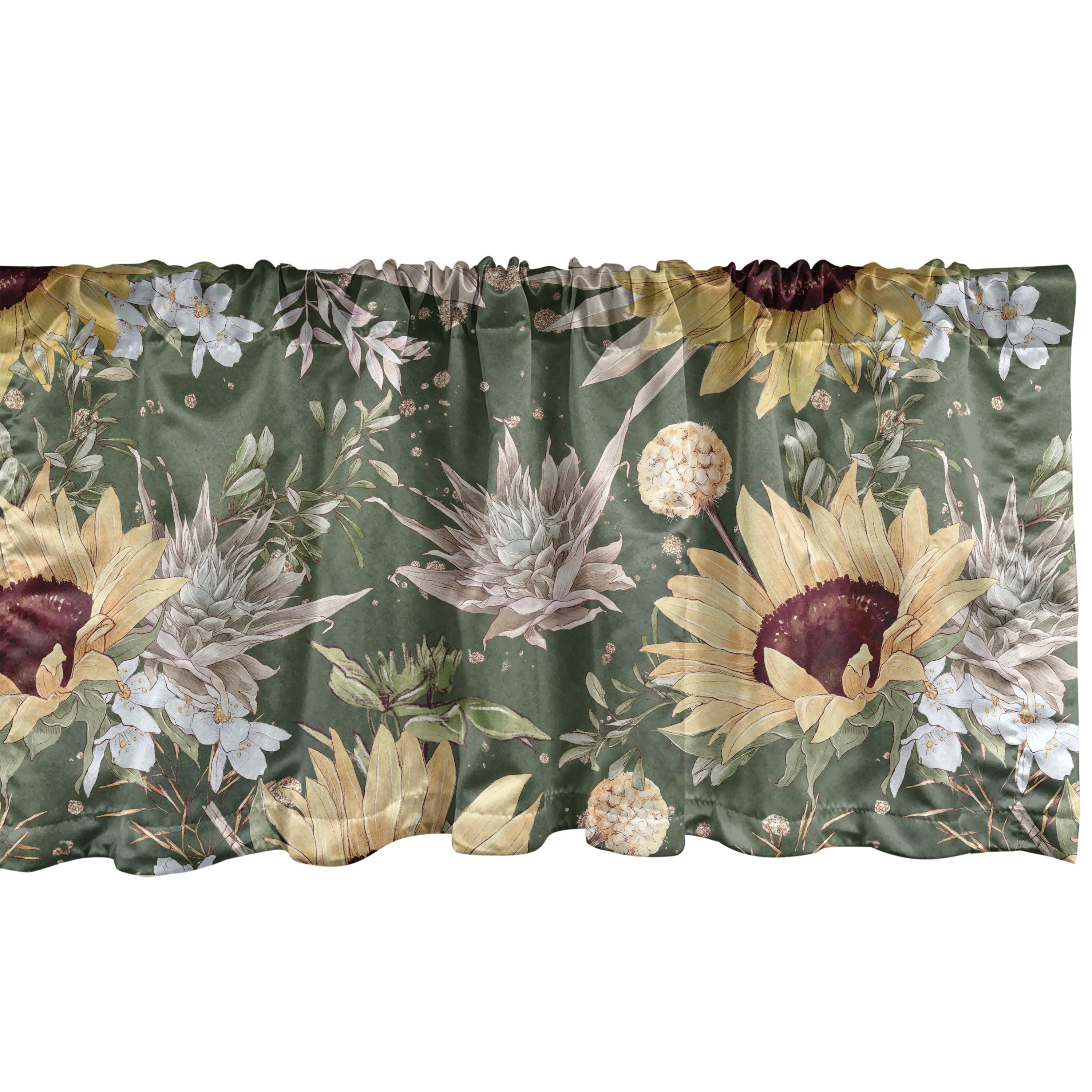 Sunflowers Window Valance, Nostalgic Effect Summer Vibes Floral ...