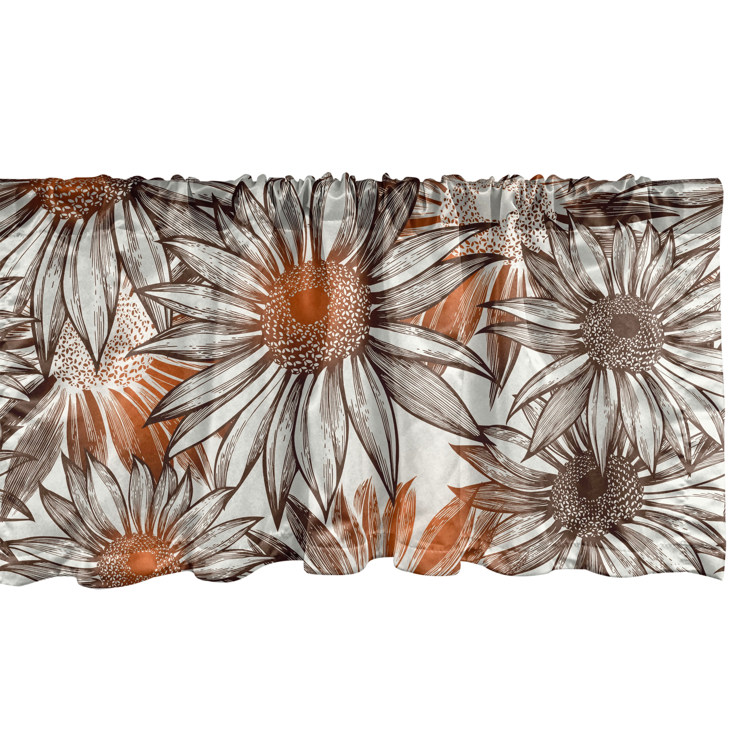 Sunflowers Window Valance, Retro Pattern of Summer Flowers Field Scene ...