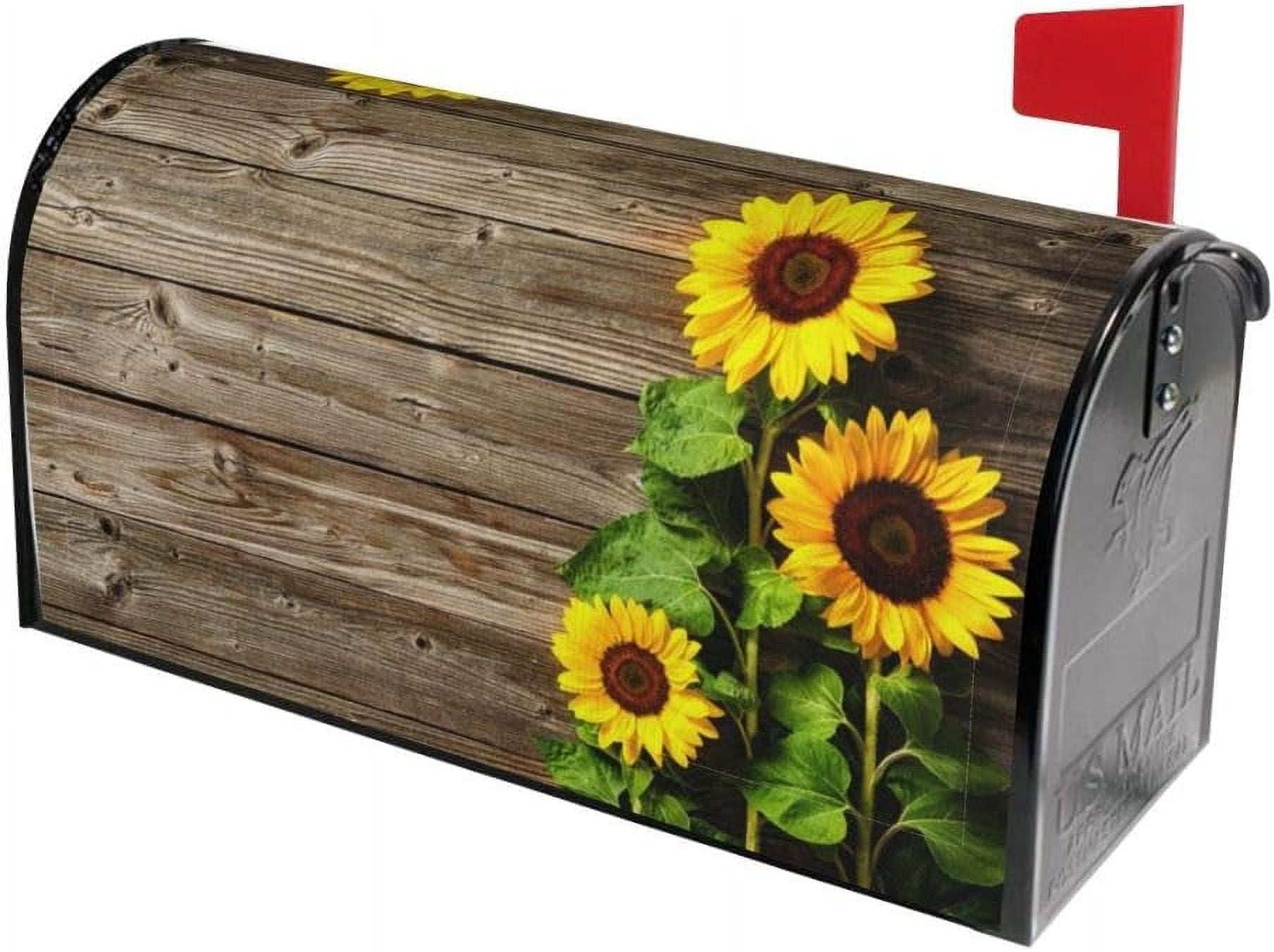 KSEERBABALL Sunflowers Unique Magnetic Wood Mailbox Covers, Standard ...