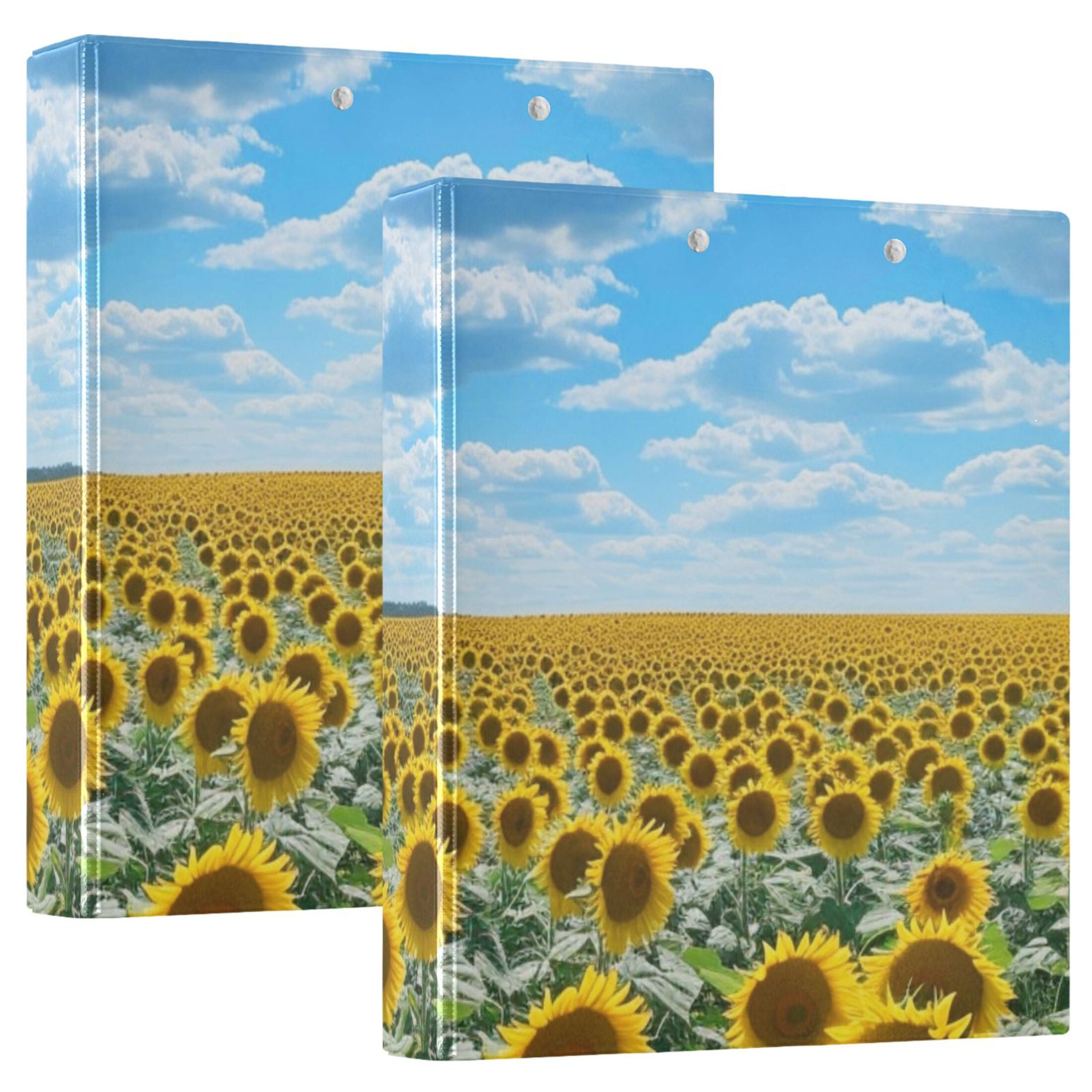 Sunflowers and Blue Sky 3 Ring Hardcover Binders 1.5" Round Rings for ...