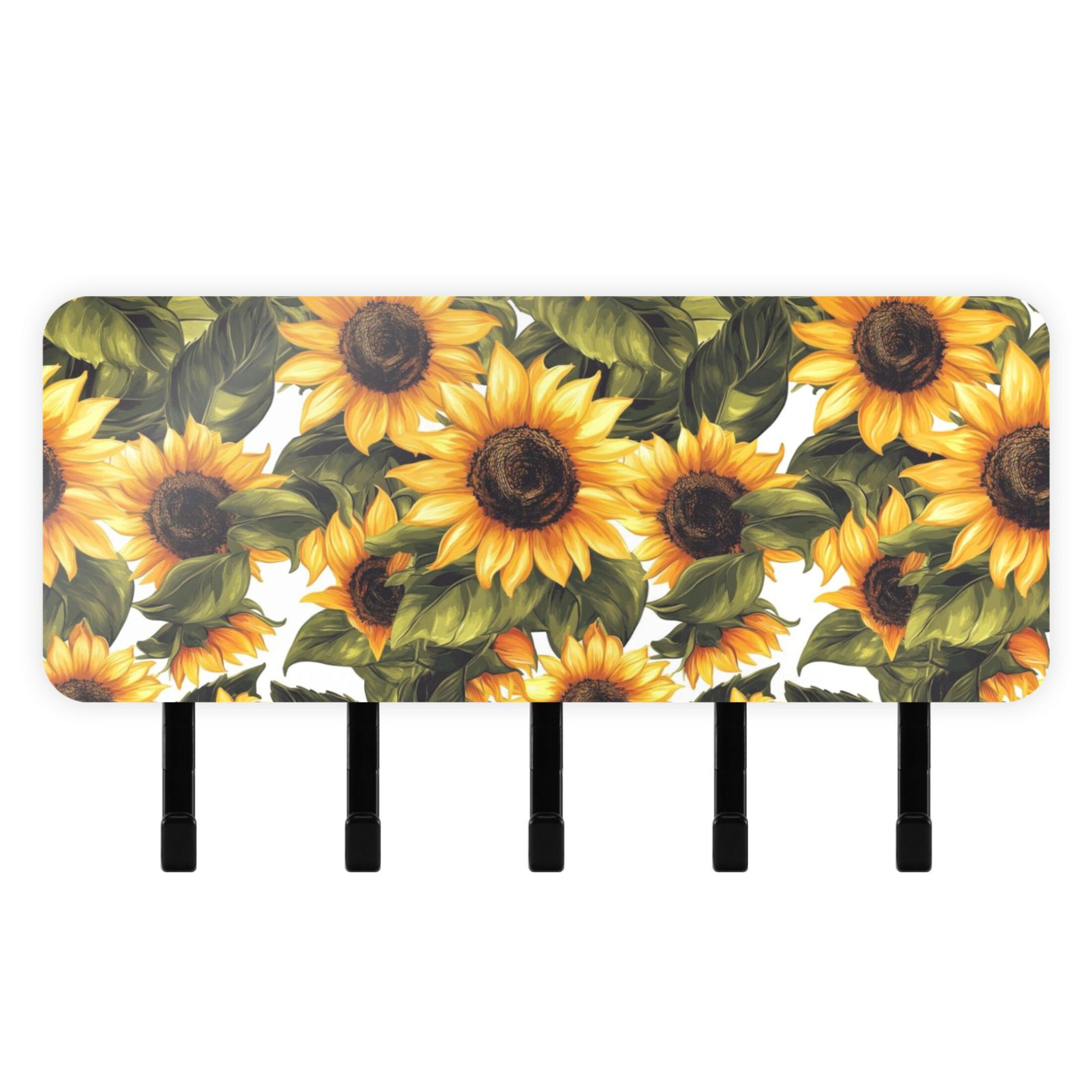 Sunflowers and Leaf Key Holder Wall Mount Small Metal Key Rack with 5 ...