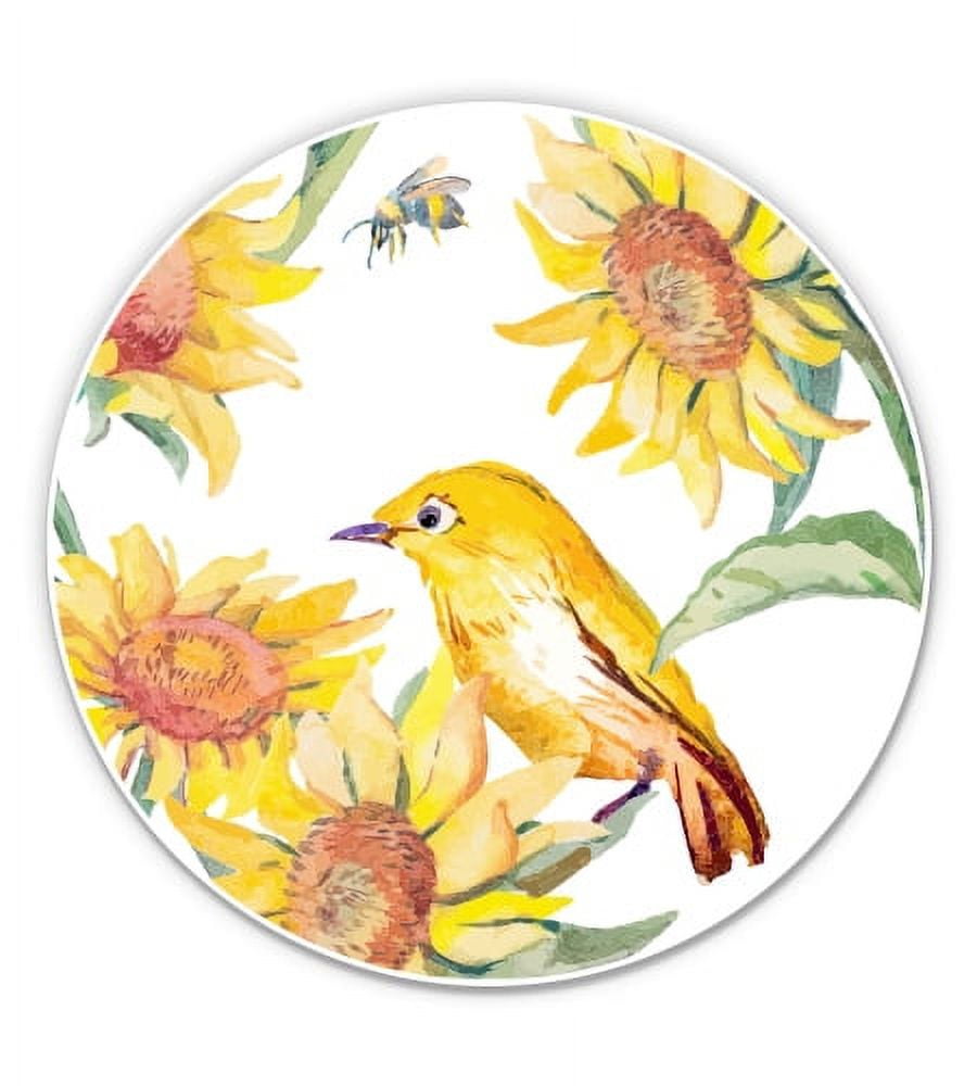 Sunflowers and a Yellow Cute Bird - 12" Vinyl Sticker Waterproof Decal ...