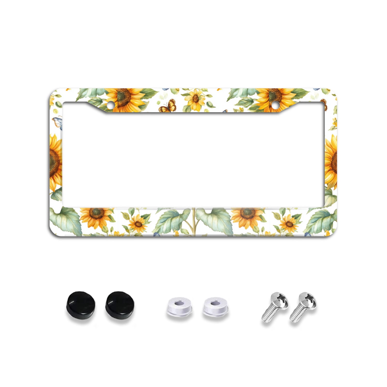 Sunflowers with Bees Butterflies License Plate Frames for Women Men Car ...