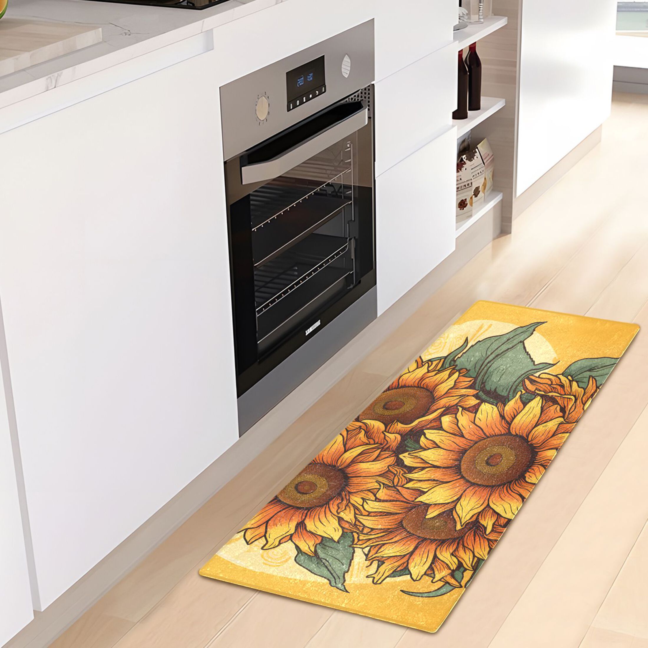 Sunflowers with Leaves Luxury Kitchen Rug Non Slip Bathroom Plush Mat ...