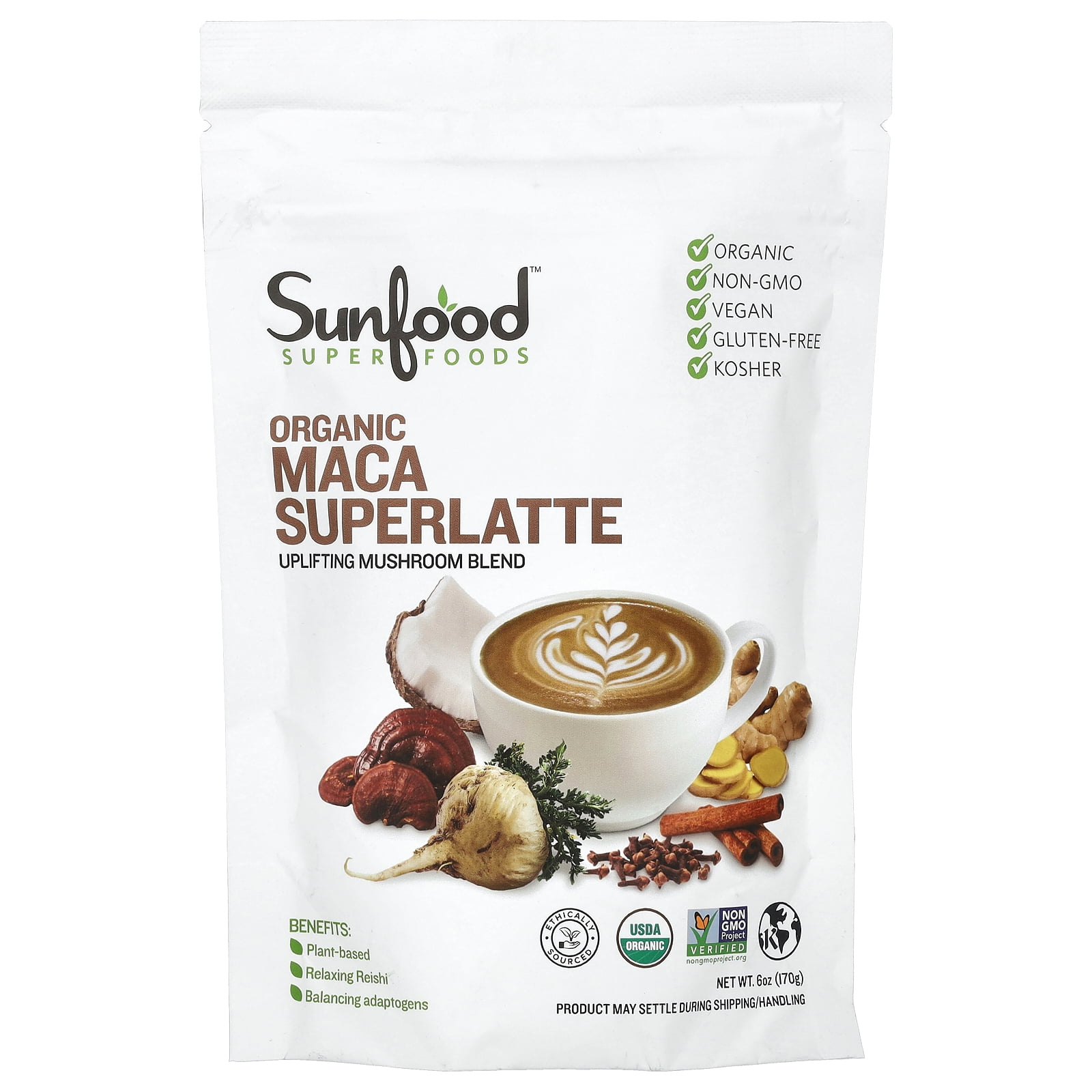 Sunfood Organic Maca Superlatte, 6 oz (170 g) - Walmart.com