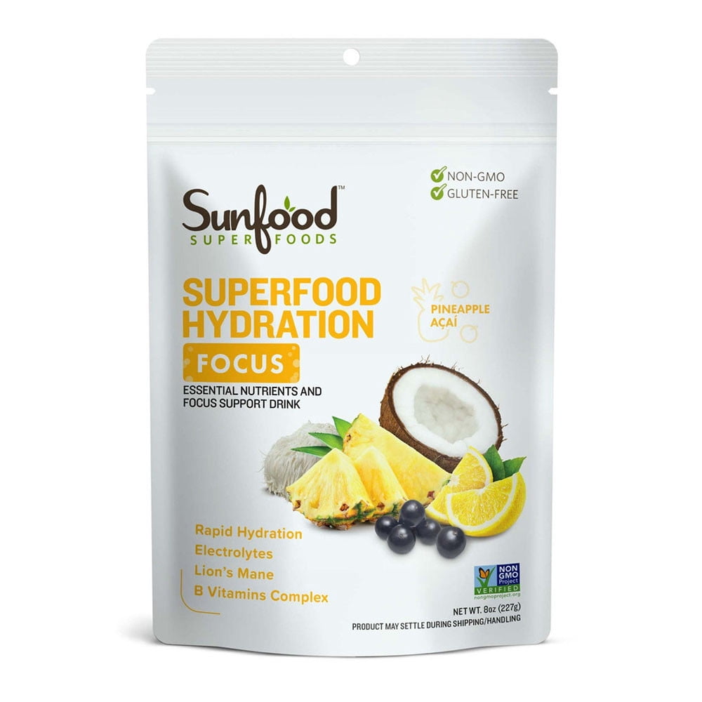 Sunfood Superfoods Hydration Focus Electrolyte Powder For Dehydration ...