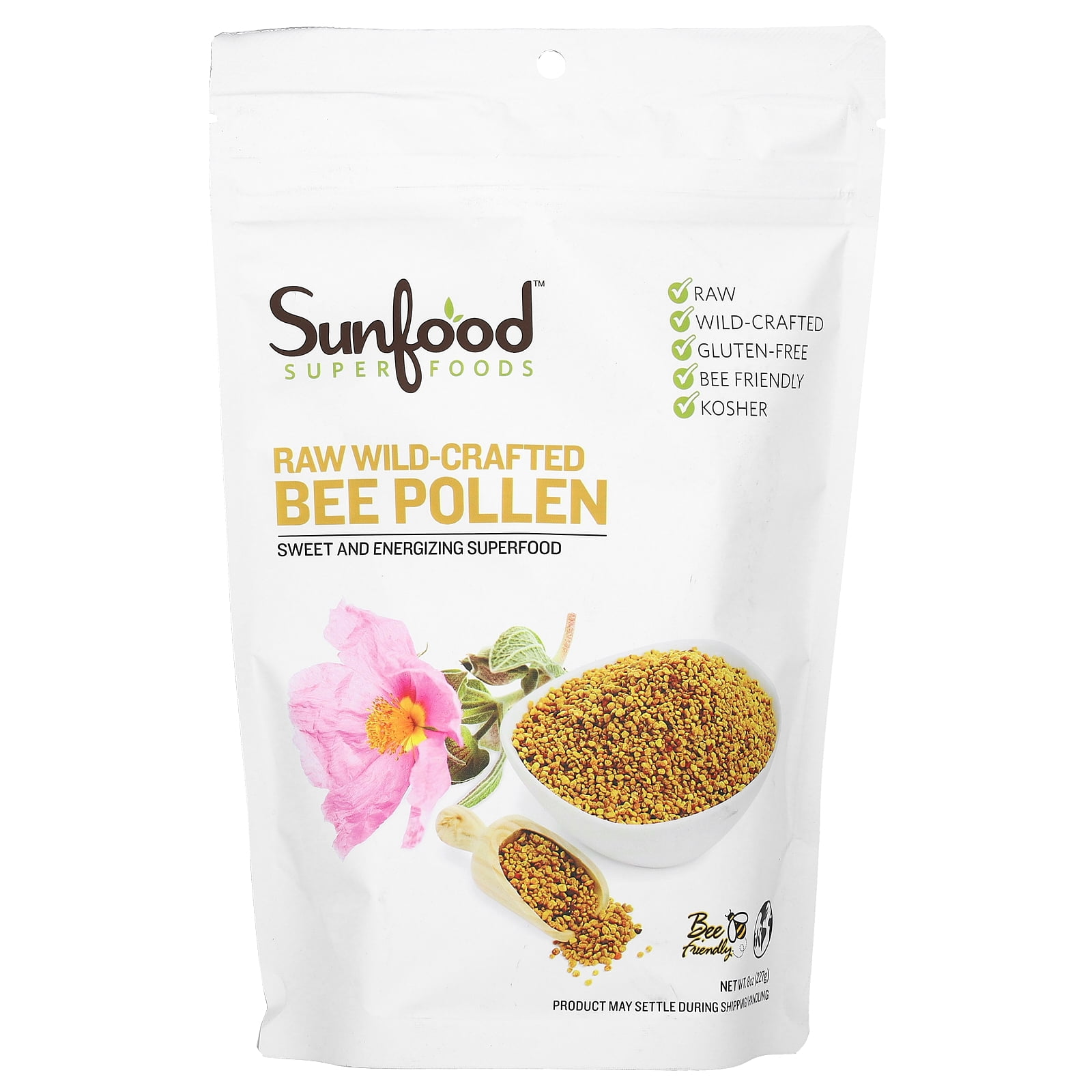 Sunfood Superfoods Raw Bee Pollen Granules, Wildcrafted Superfood ...