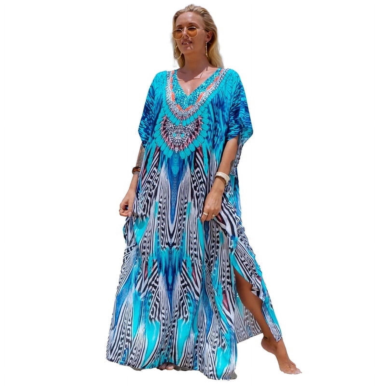 Sunforyou Kafan Dresses for Women Moo Moos Bathing suit Cover up Blue ...
