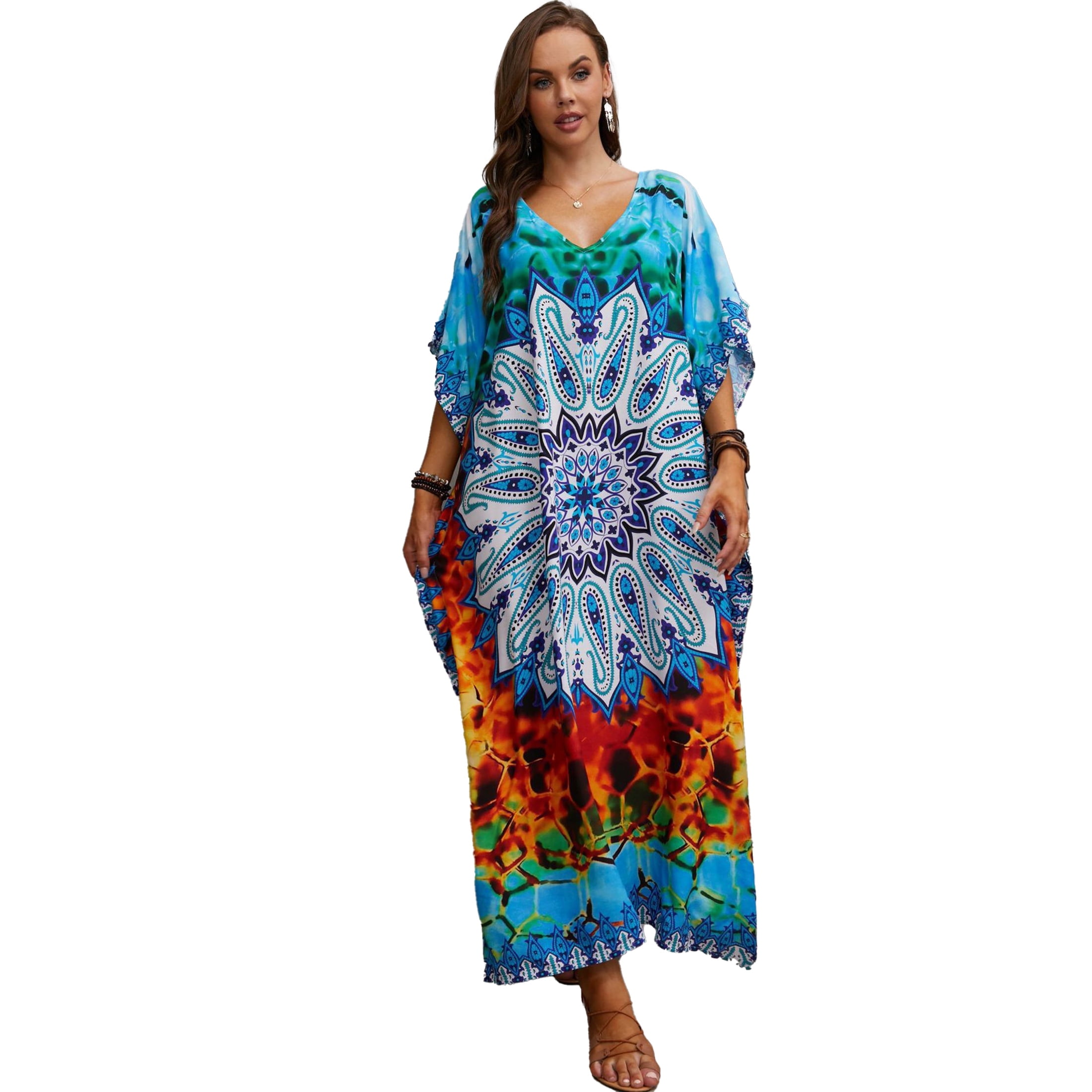Sunforyou Plus Size Caftans Loungewear Kaftan Dresses Swimsuit Cover up ...