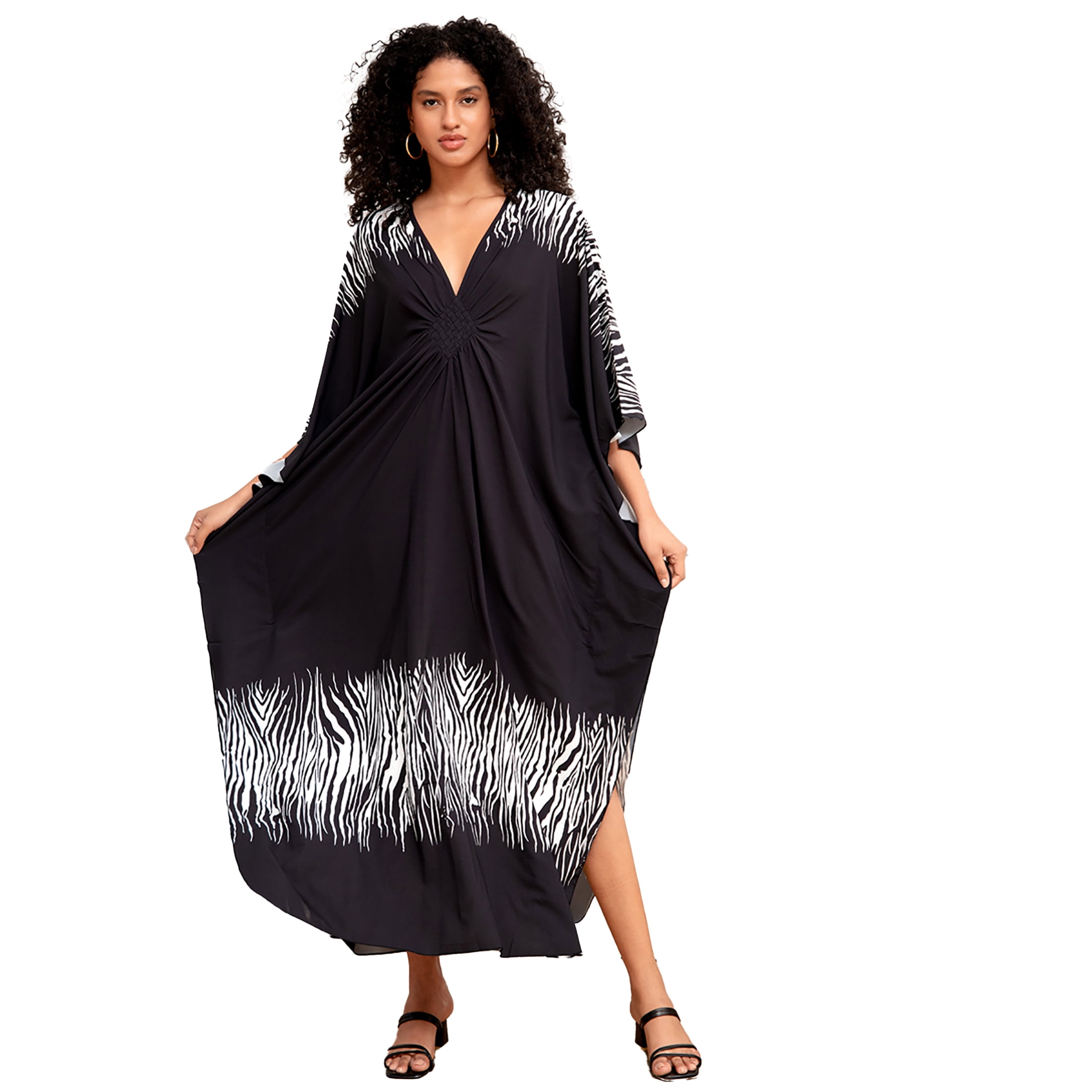 Sunforyou Plus Size Kaftan Dresses for Women Swimsuit Cover Up Black ...