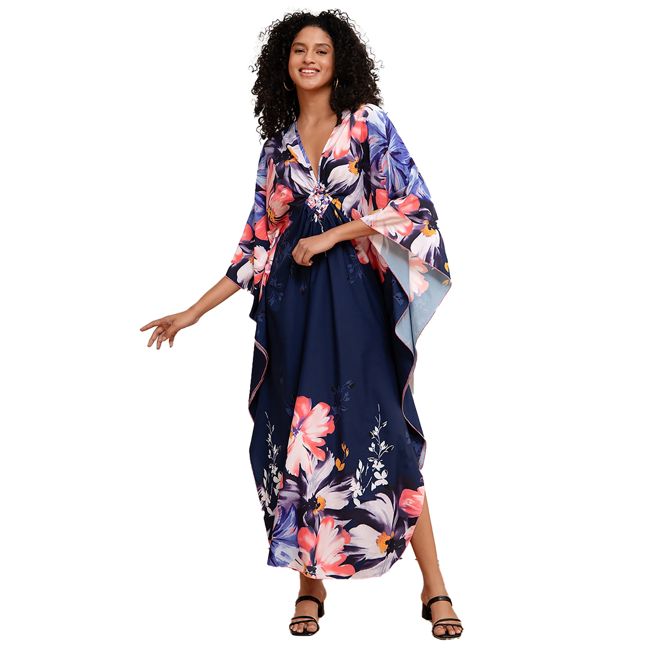 Sunforyou Plus Size Kaftan Dresses for Women Swimsuit Cover Up Blue ...