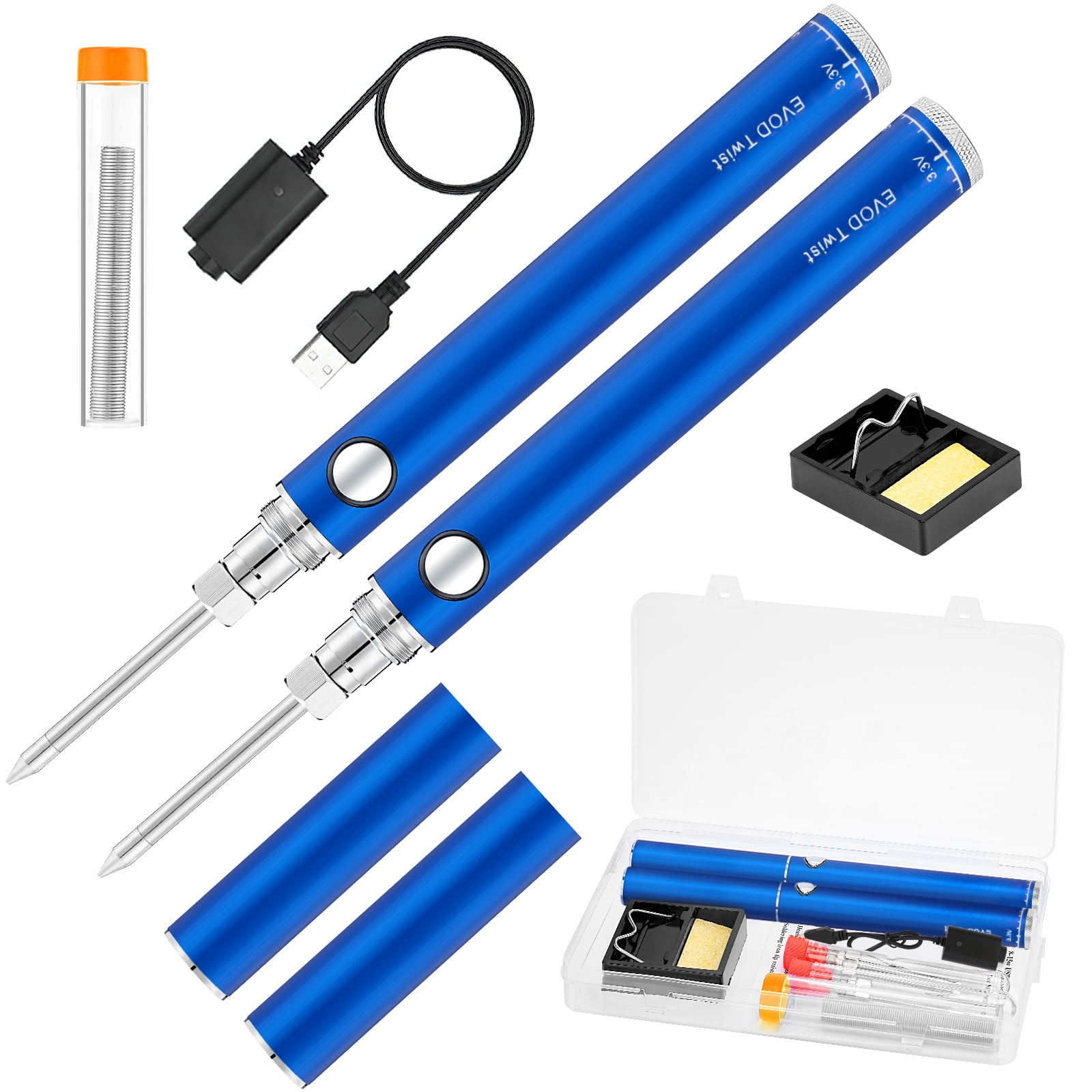 Sunfry 2pc Portable Cordless Soldering Iron Kit, Adjustable Temp, USB ...