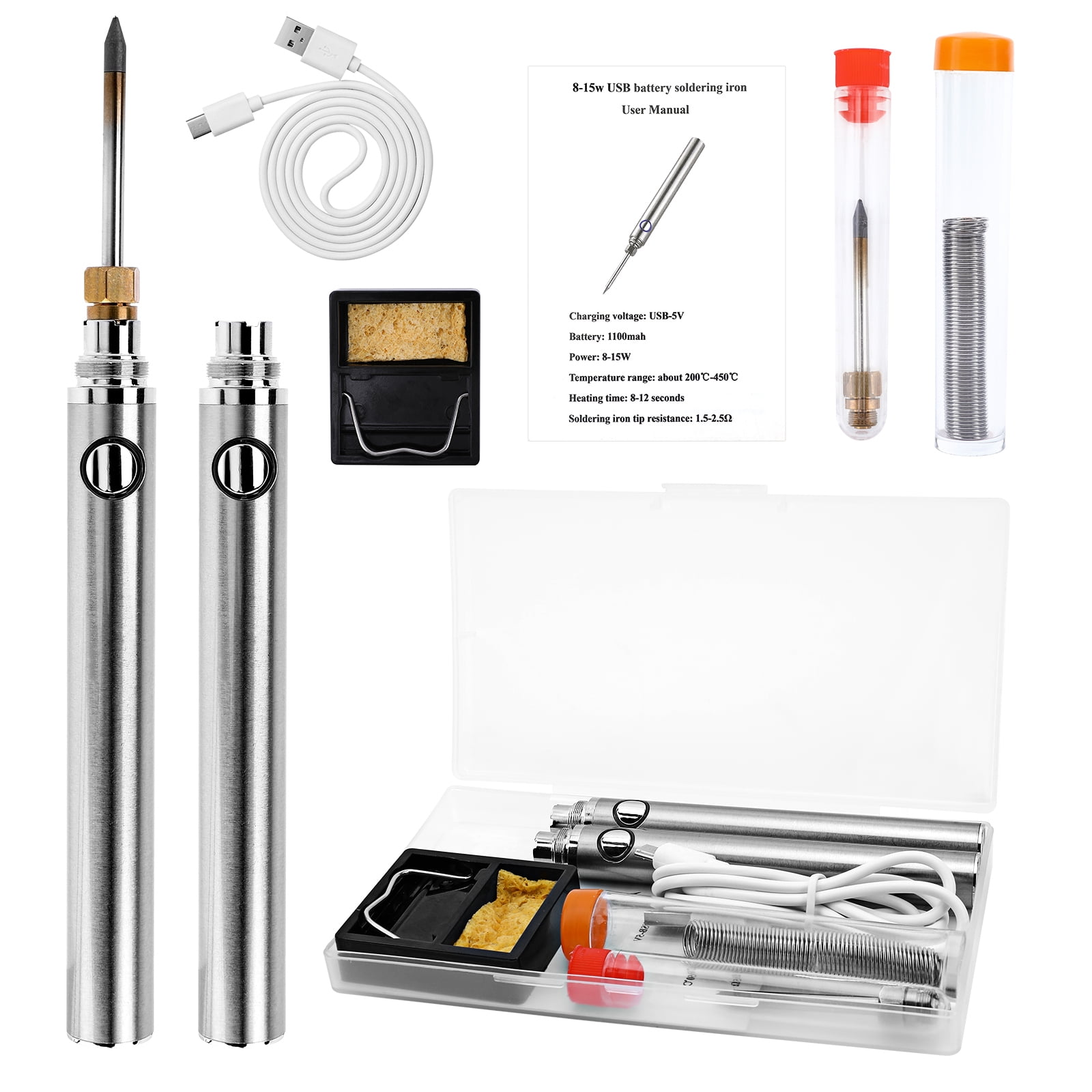 Sunfry Battery Powered Cordless Electronic Soldering Iron Kit, 2 Pieces ...