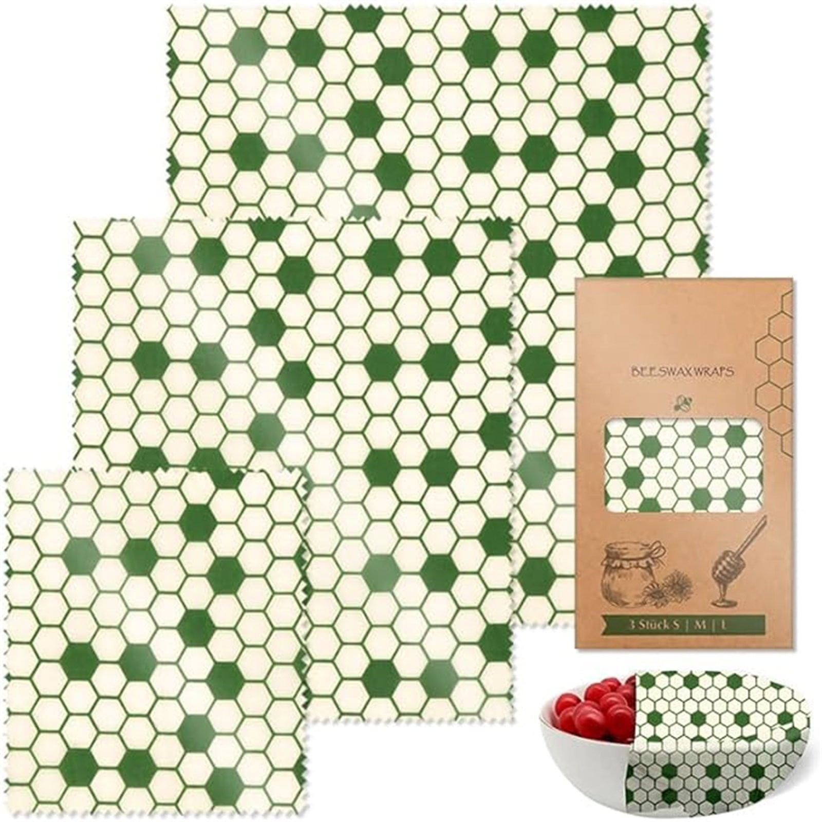 Sunggoko Food Wrapping Paper Beeswax Wraps For Food 3 Reusable Food ...