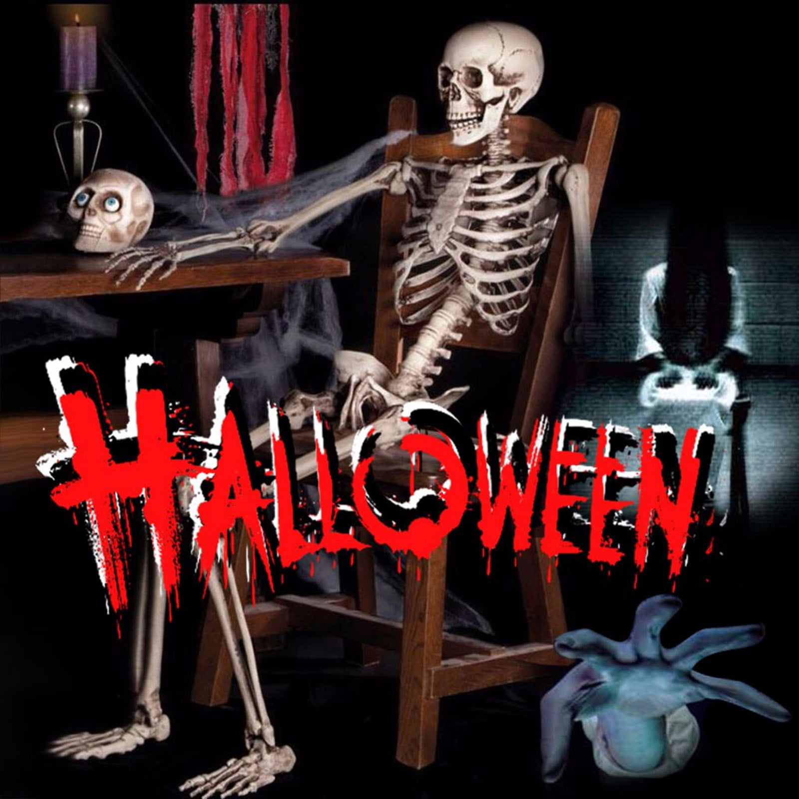 Sunggoko Skeleton Prop Halloween Scary Skeleton Halloween Party ...
