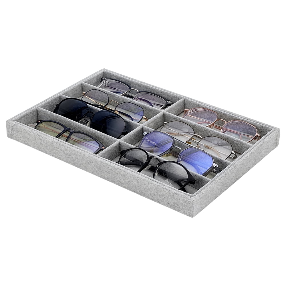 Sunglass Organizer 8 Grids Velvet Glasses Trays Eyeglasses Display Case ...