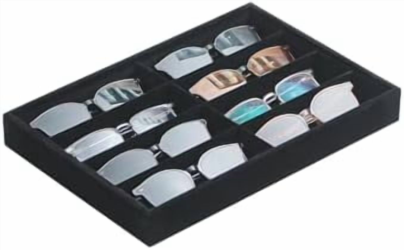 Sunglass Organizer, Black Velvet Glasses Trays, Eyeglasses Watches ...