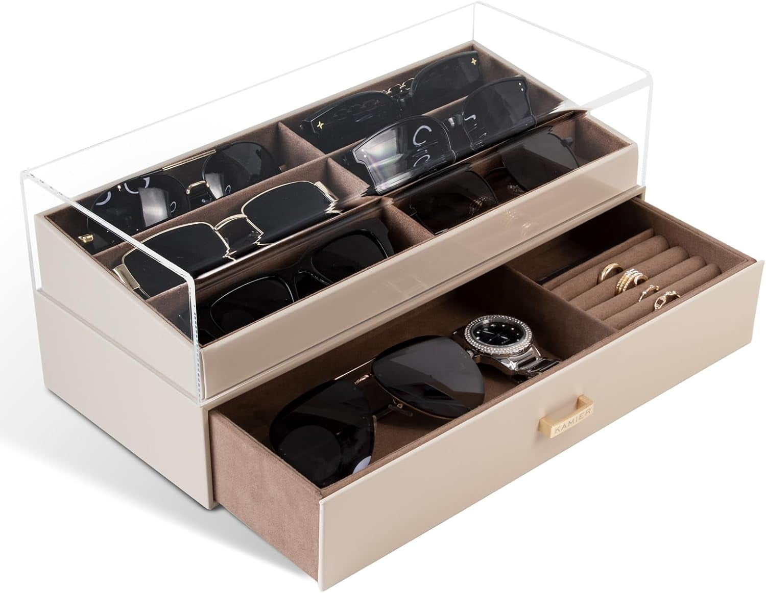 Sunglass Organizer Leather Eyeglasses Collector Eyewear Display Case ...