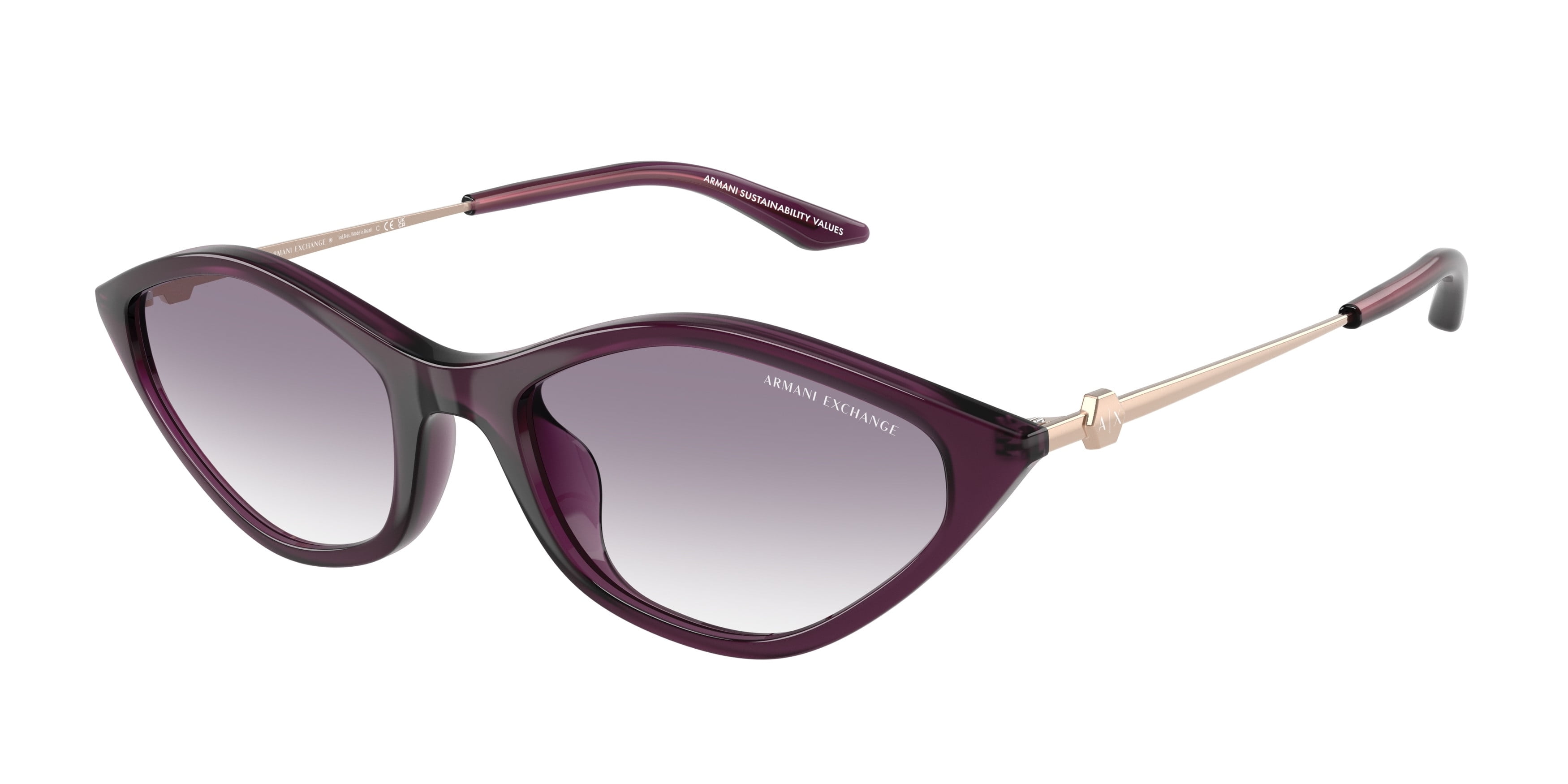 Armani Exchange AX 4152SU Plastic Womens Irregular Sunglasses Opalescent Purple 55mm Adult ...
